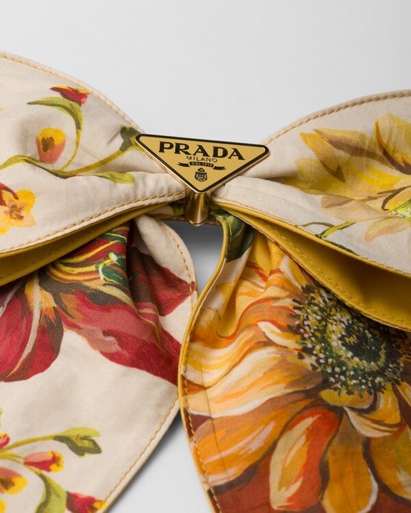 Sand Beige Printed Fabric Hair Clip | PRADA