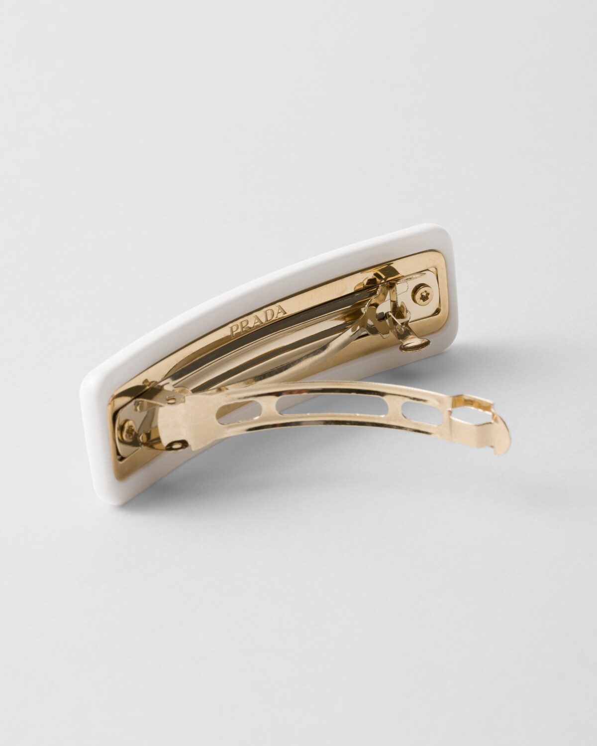 White/alabaster Pink Plexiglas And Metal Hair Clip | PRADA