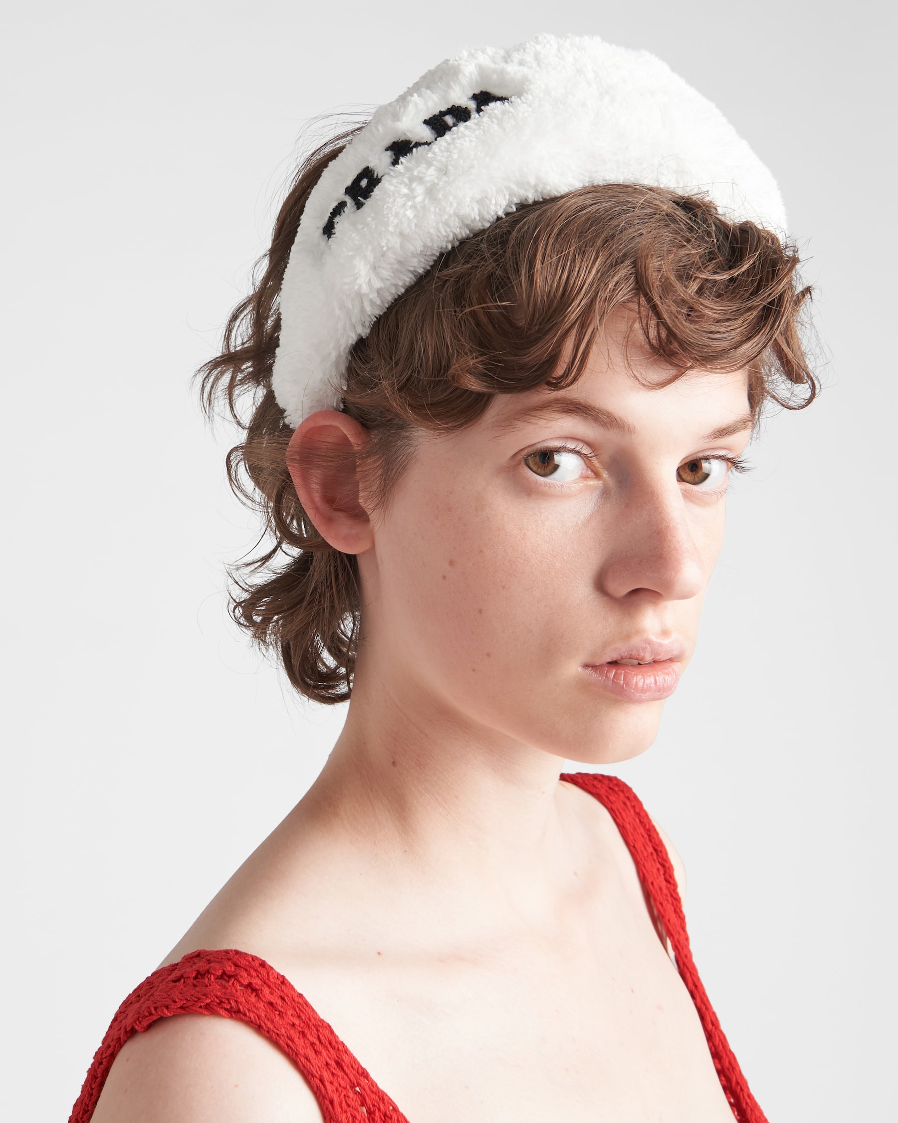 White/black Terrycloth Headband | PRADA