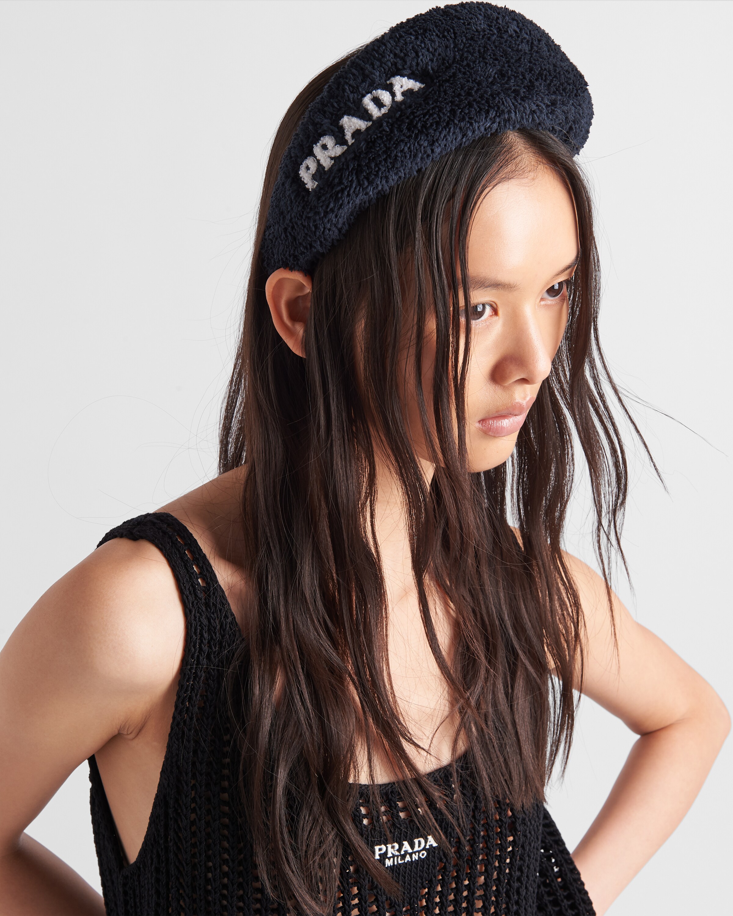 Black/white Terrycloth Headband | PRADA
