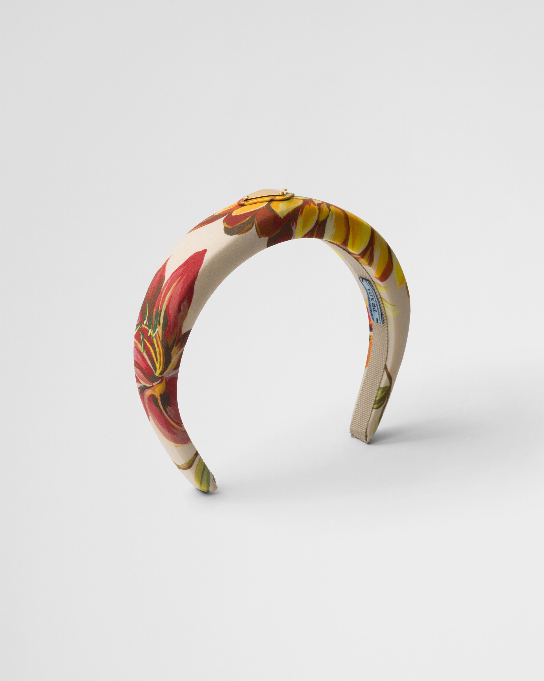 Sand Beige Printed Fabric Headband | PRADA