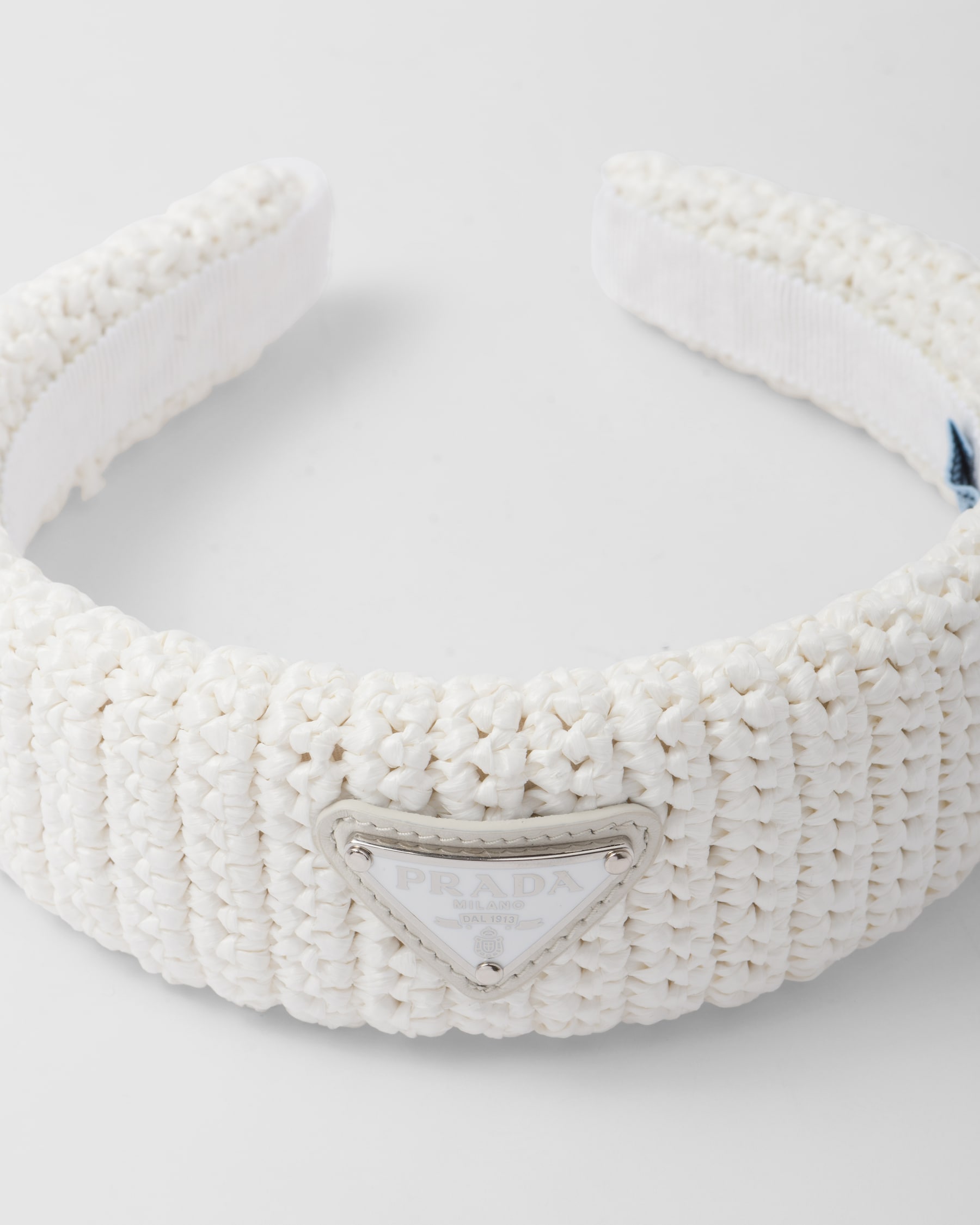 White Crochet Headband | PRADA