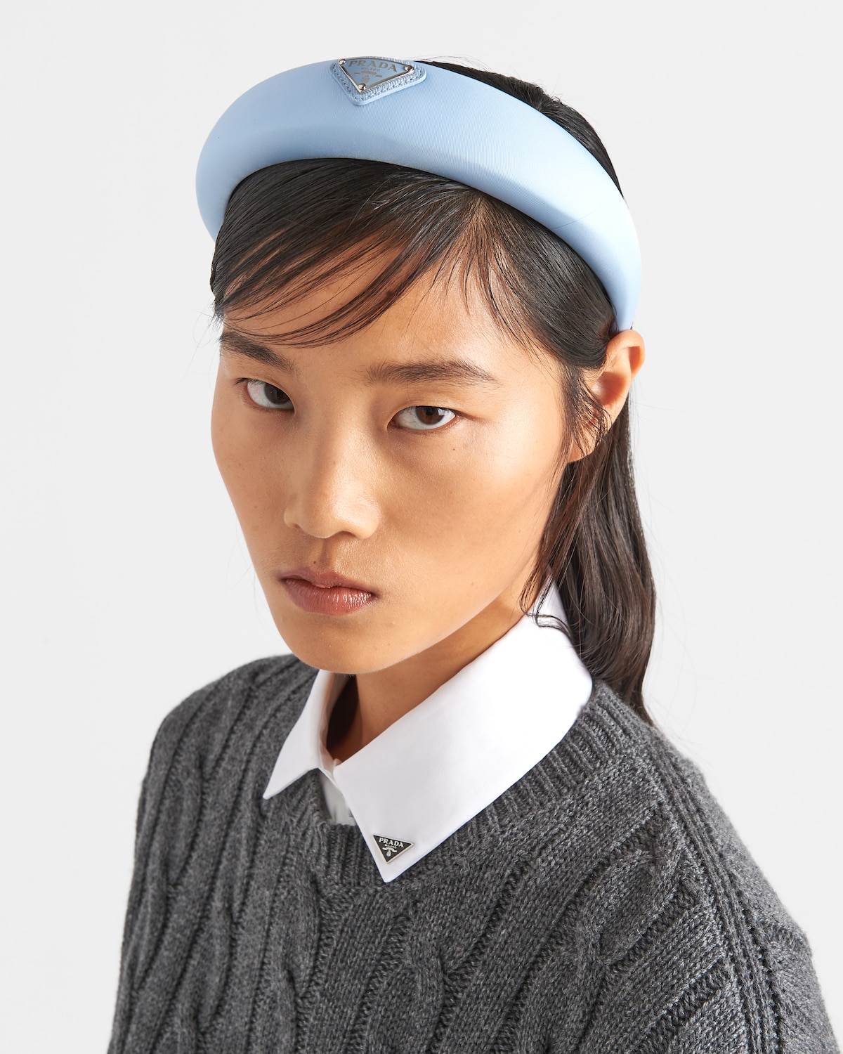 Light Blue Re-nylon Headband | PRADA