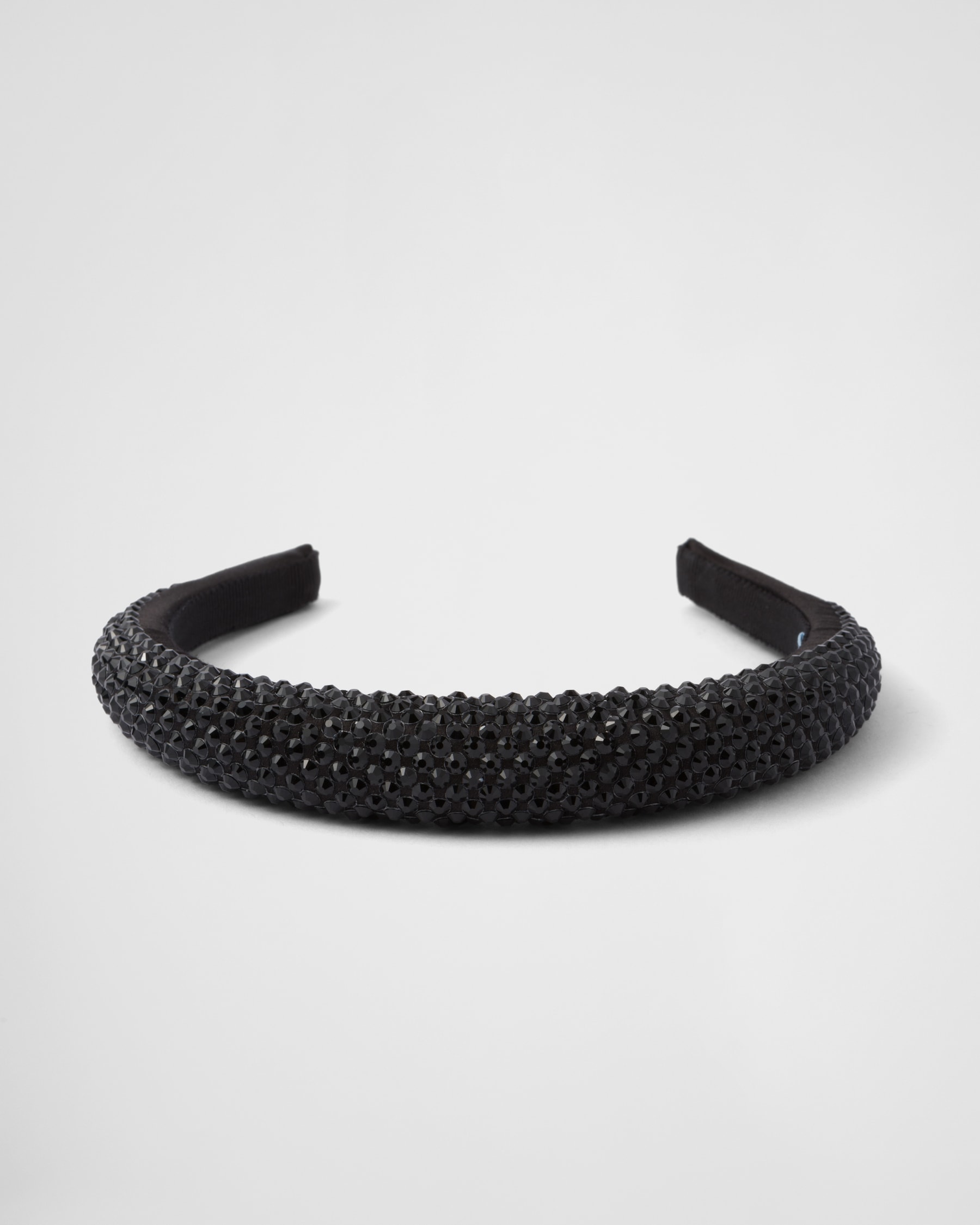 Black Satin Hairband With Crystals | PRADA