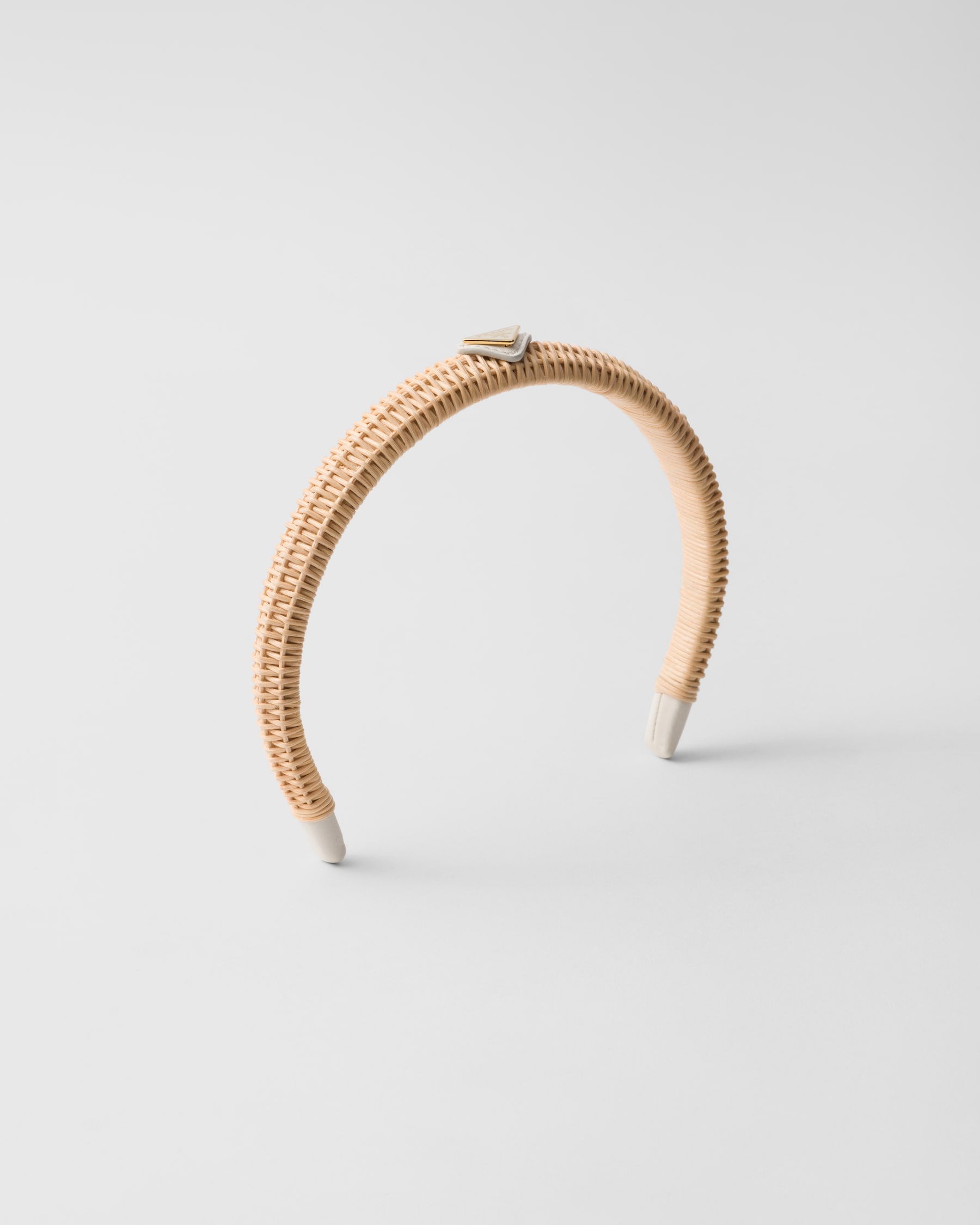 Tan/white Wicker Headband | PRADA