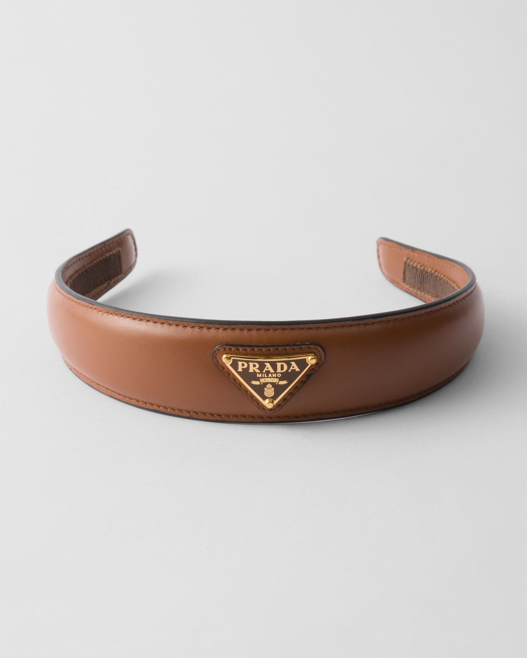 Cognac Leather Headband | PRADA