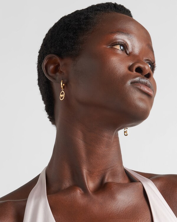 Gold Metal Earrings | PRADA