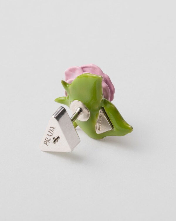 Petal Pink Enameled Metal Earrings | PRADA