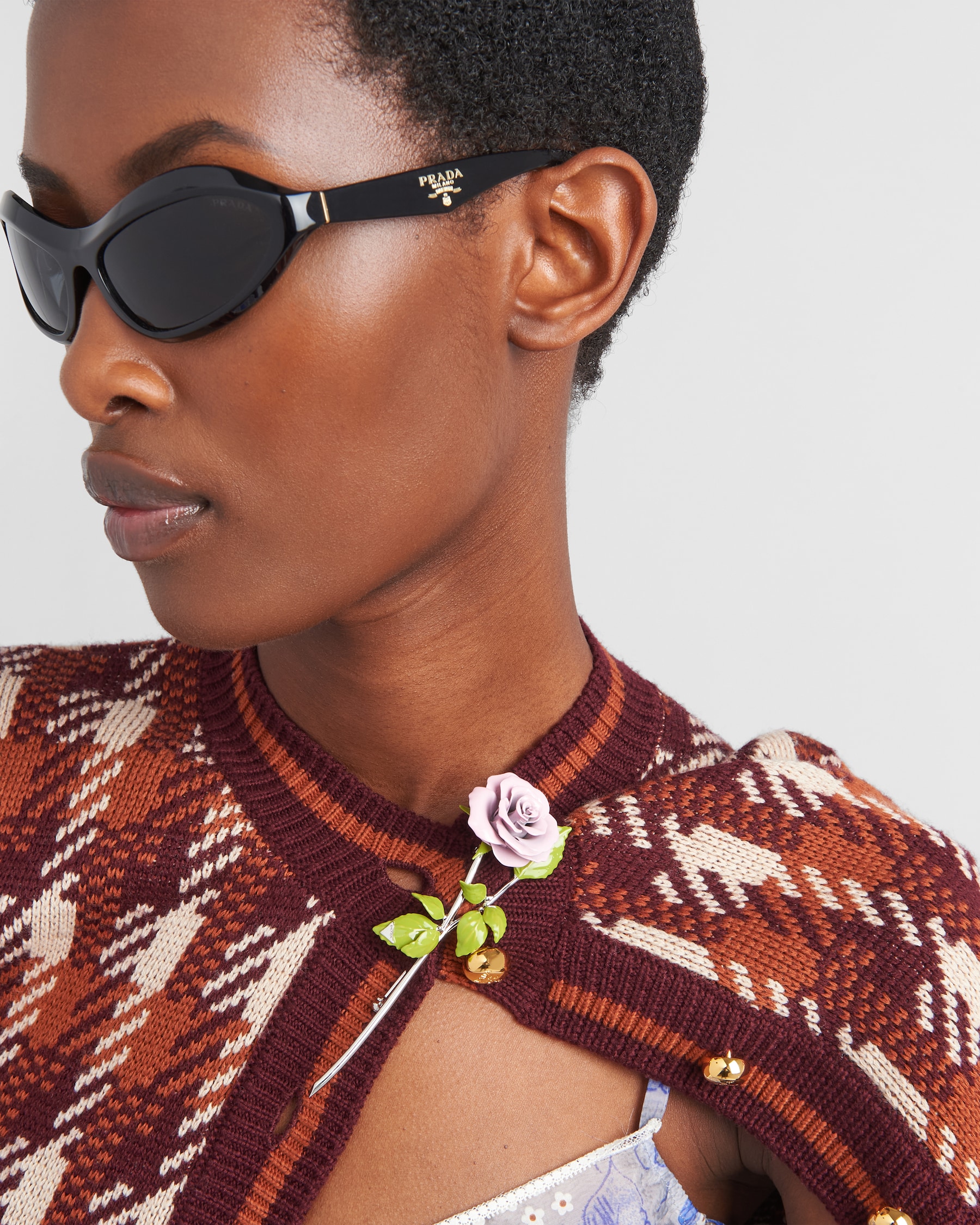 Petal Pink Enameled Metal Brooch | PRADA