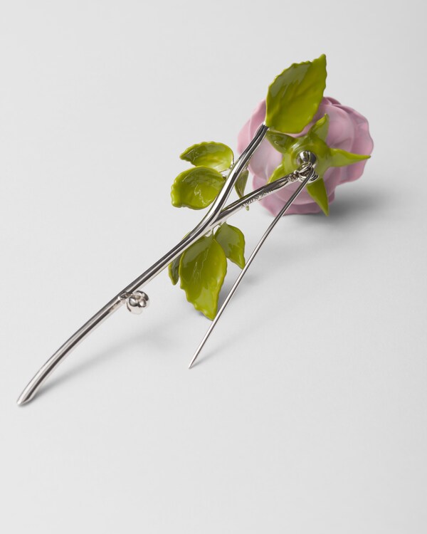 Petal Pink Enameled Metal Brooch | PRADA