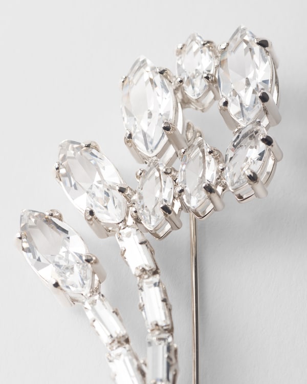 Crystal Metal Brooch With Crystals | PRADA
