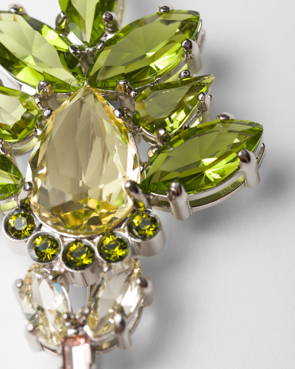 Olive/rose Metal Brooch With Crystals | PRADA