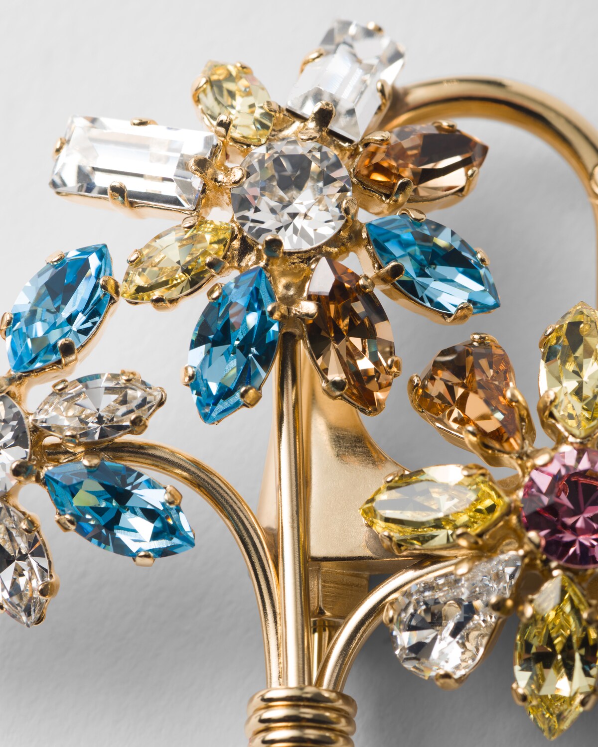 Multicolored Metal Brooch With Crystals | PRADA