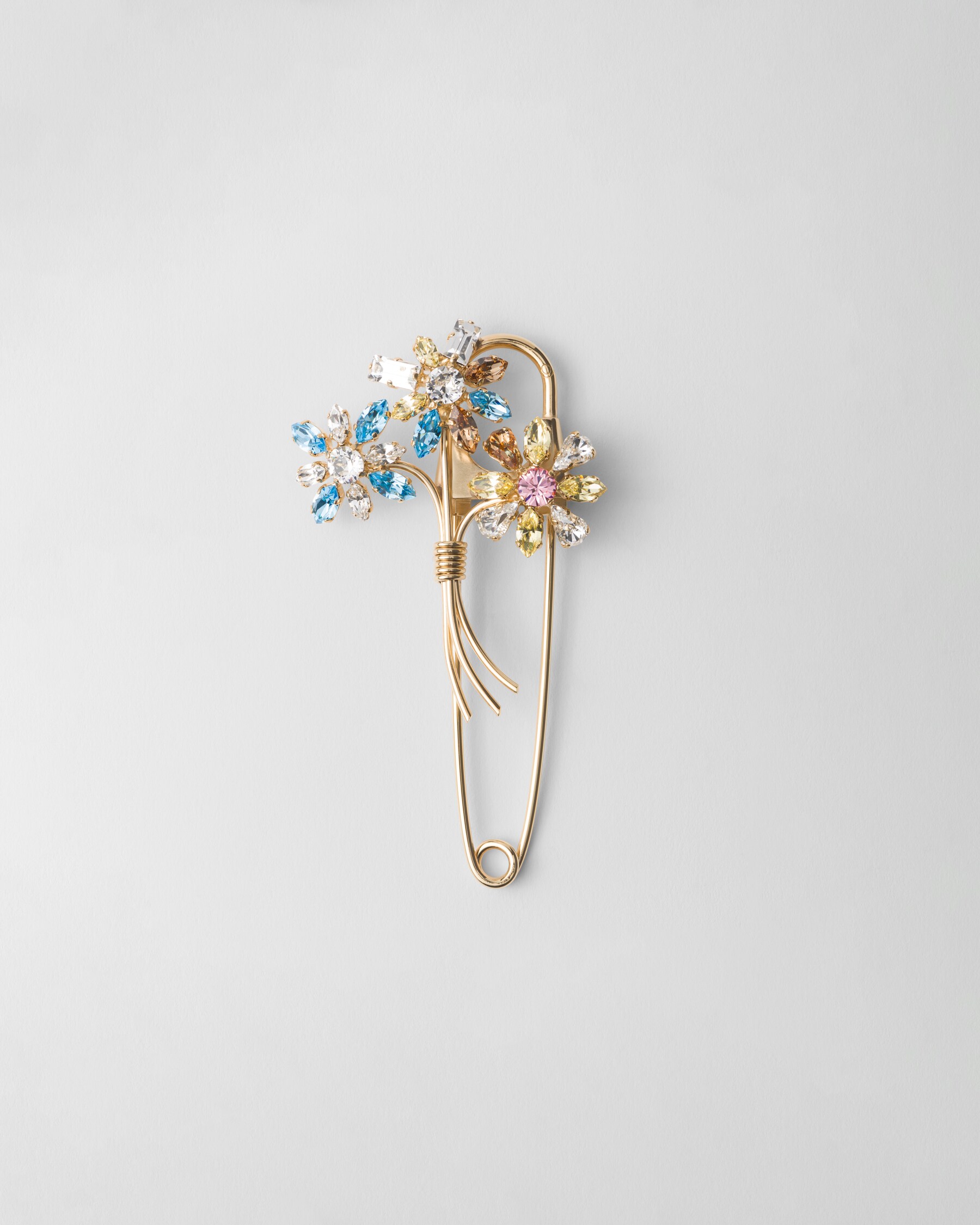 Multicolored Metal Brooch With Crystals | PRADA