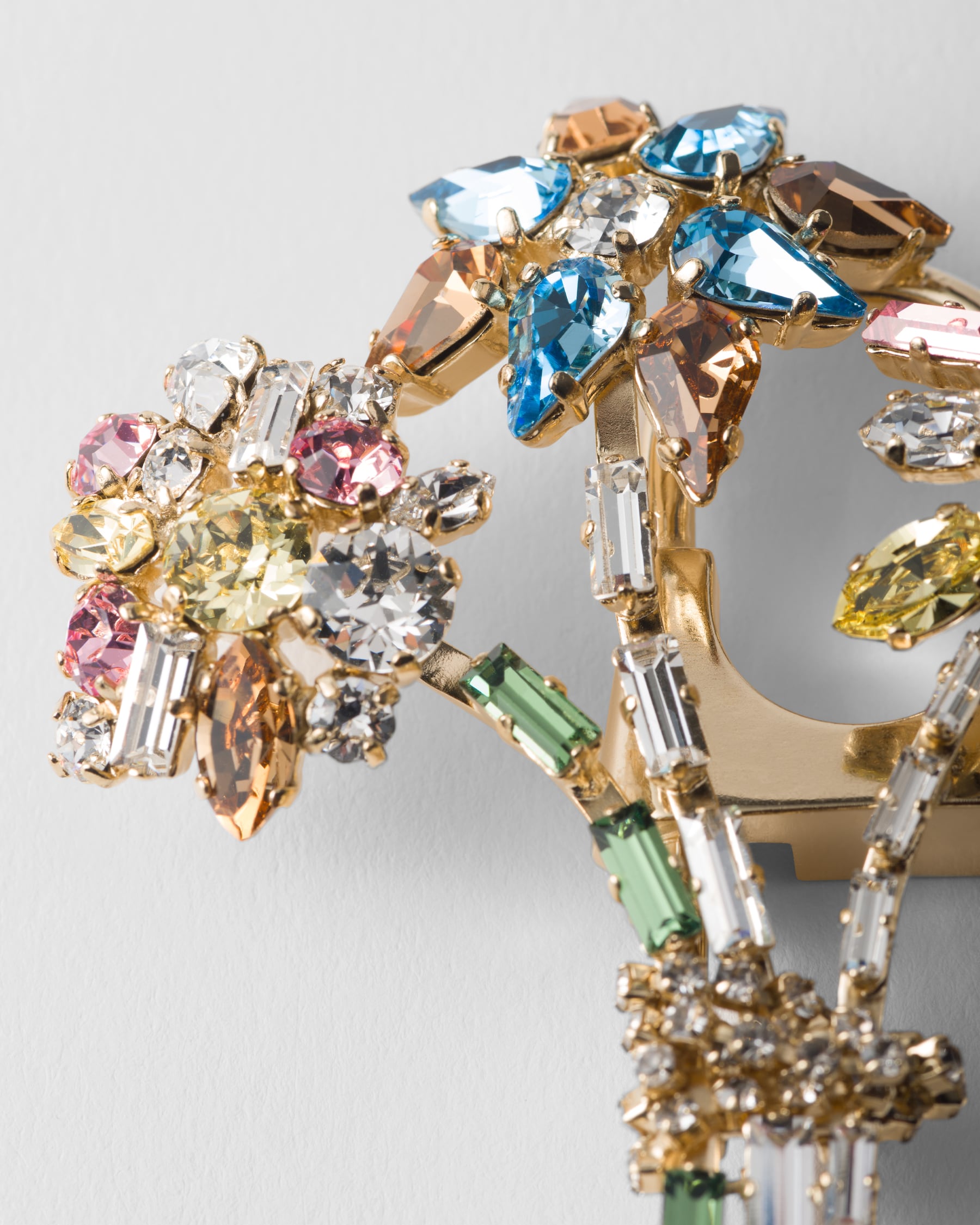 Multicolored Metal Brooch With Crystals | PRADA