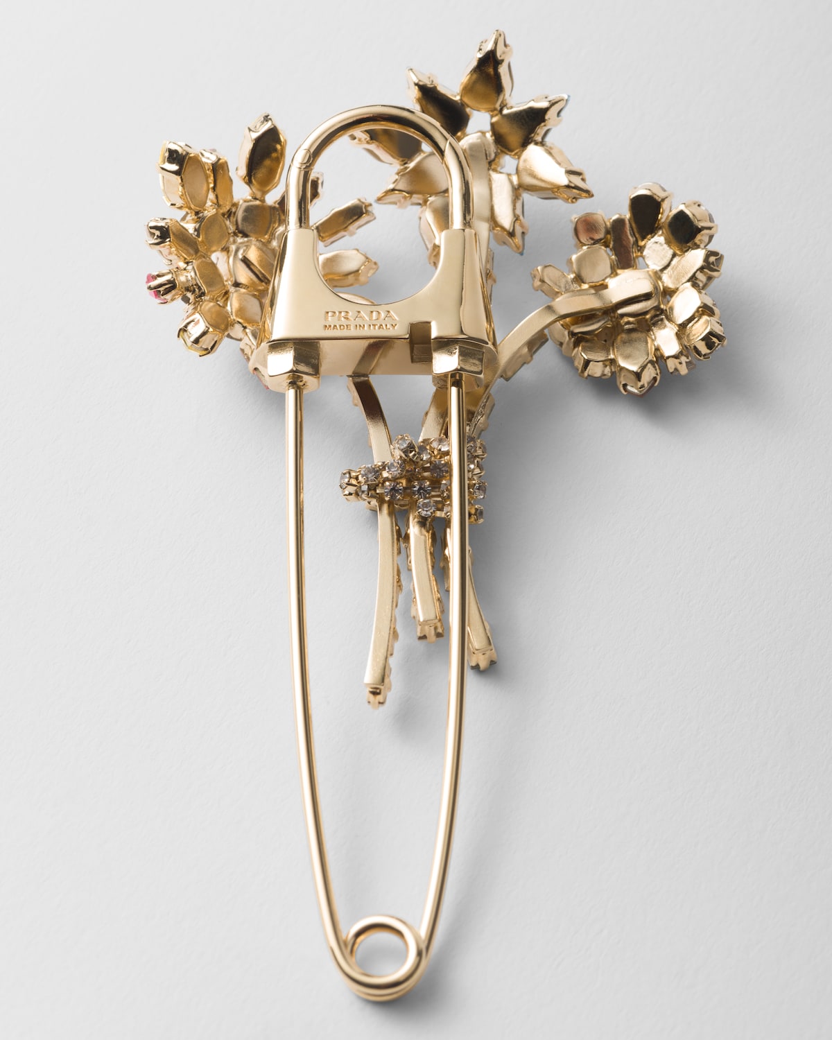 Multicolored Metal Brooch With Crystals | PRADA