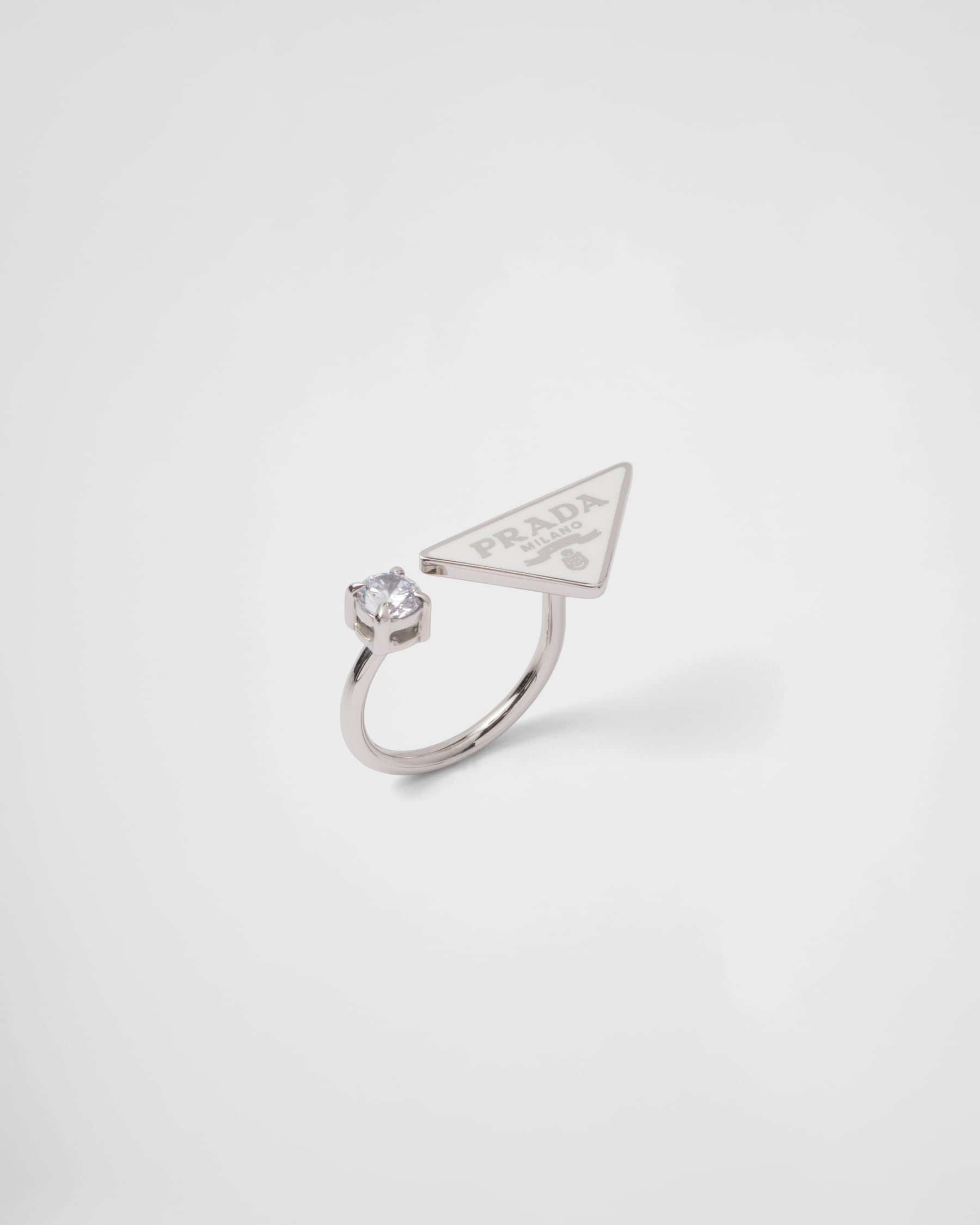 White/crystal Prada Symbole Ring | PRADA