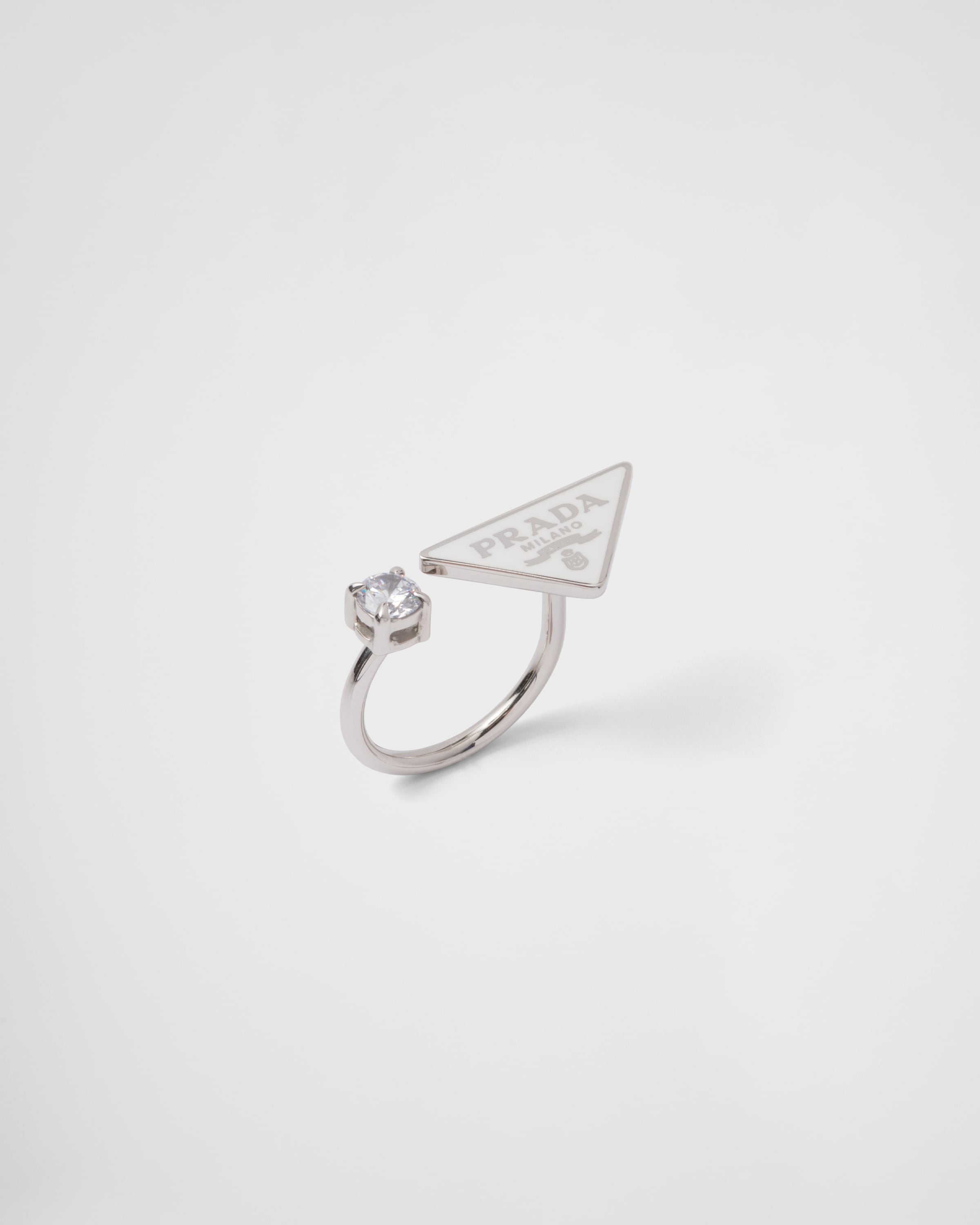 White/crystal Prada Symbole Ring | PRADA
