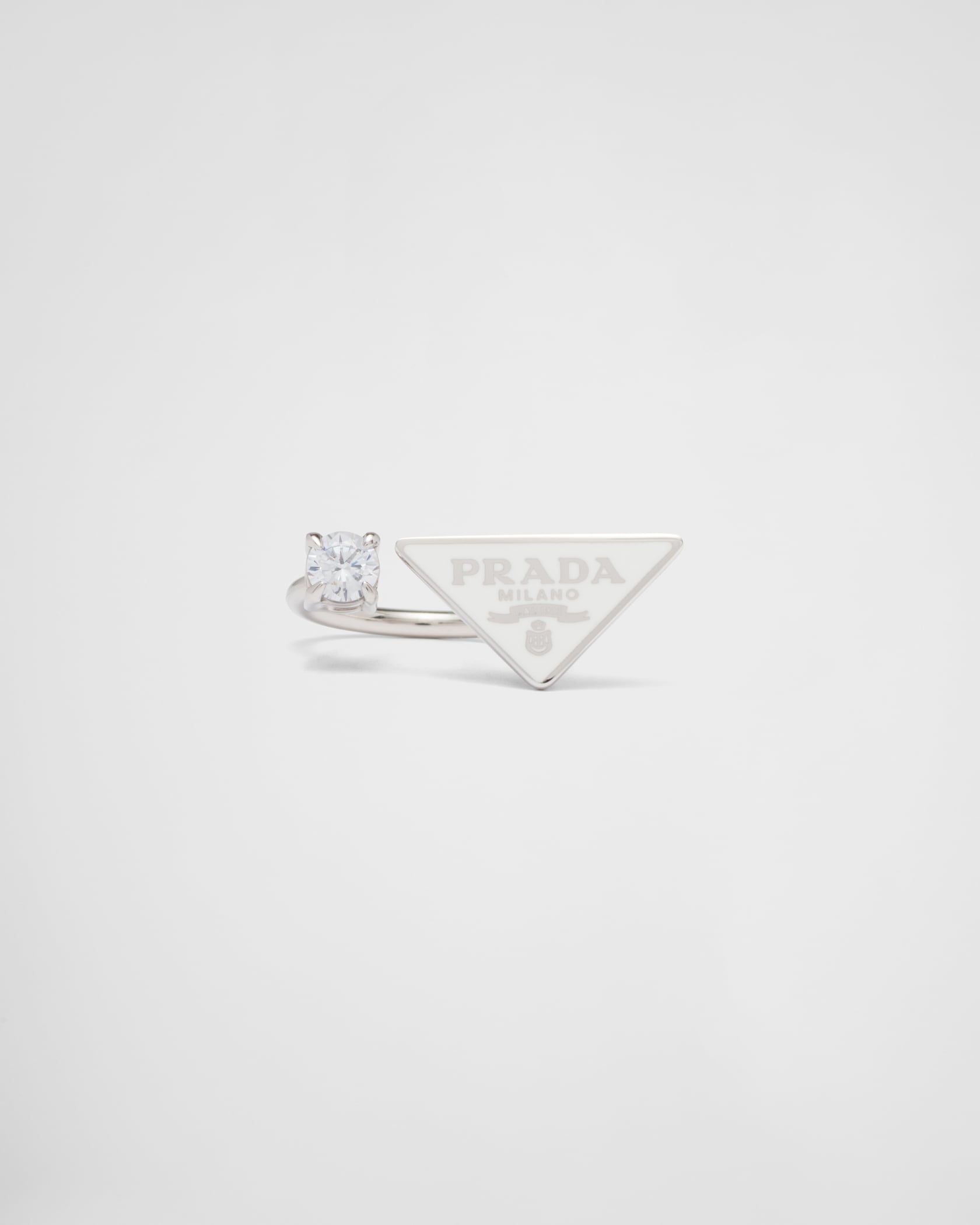White/crystal Prada Symbole Ring | PRADA