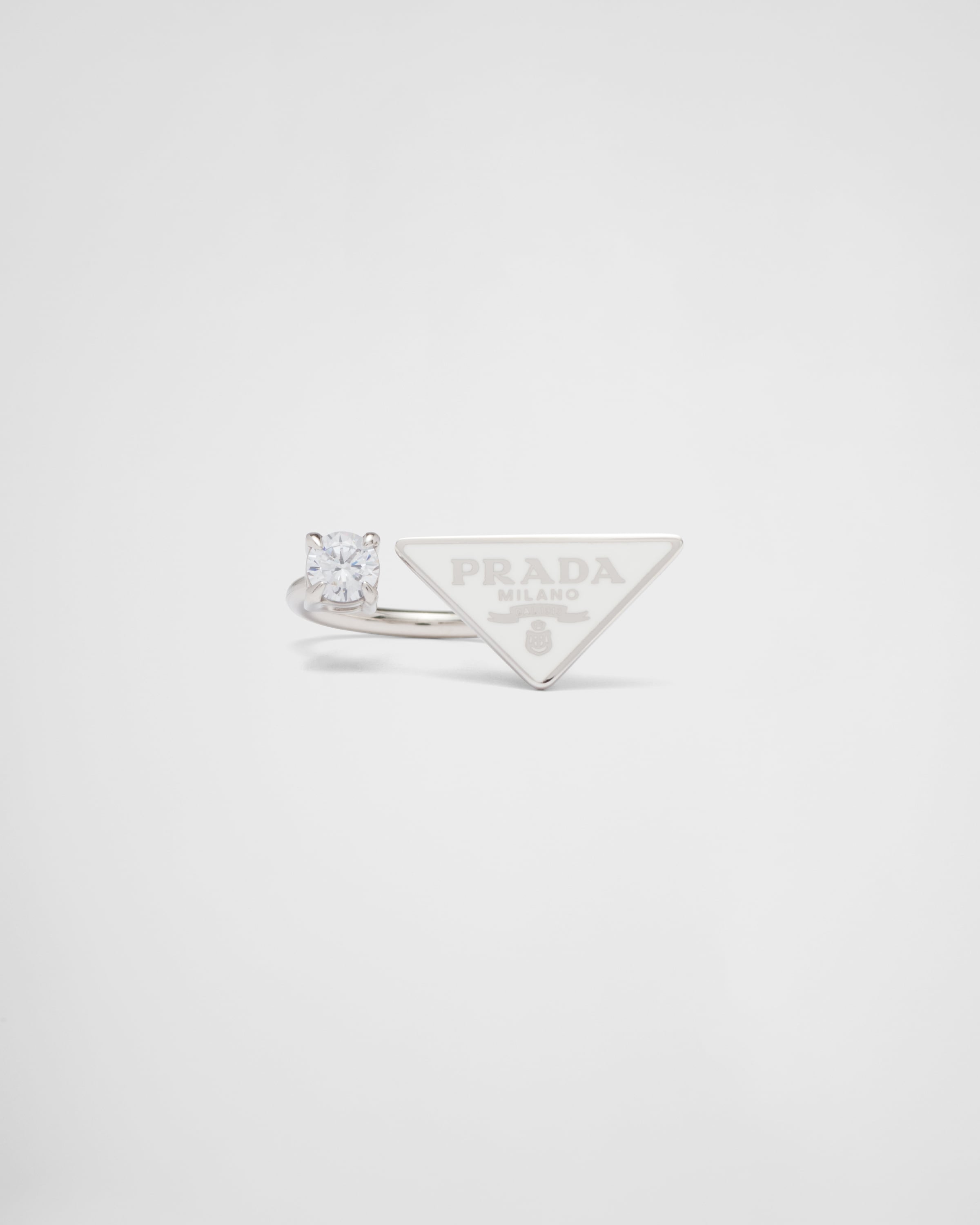 White/crystal Prada Symbole Ring | PRADA