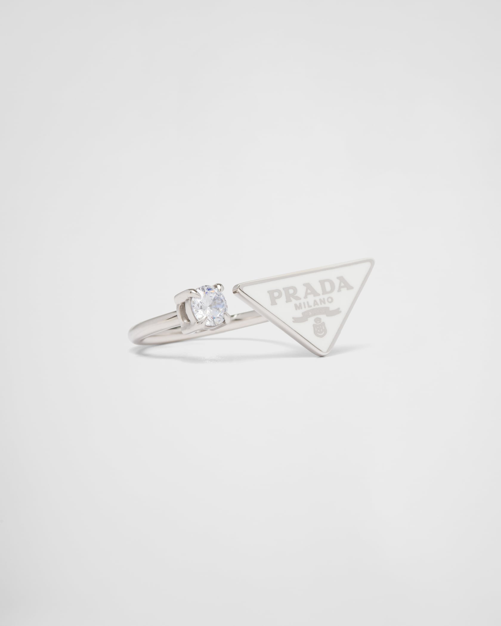 White/crystal Prada Symbole Ring | PRADA