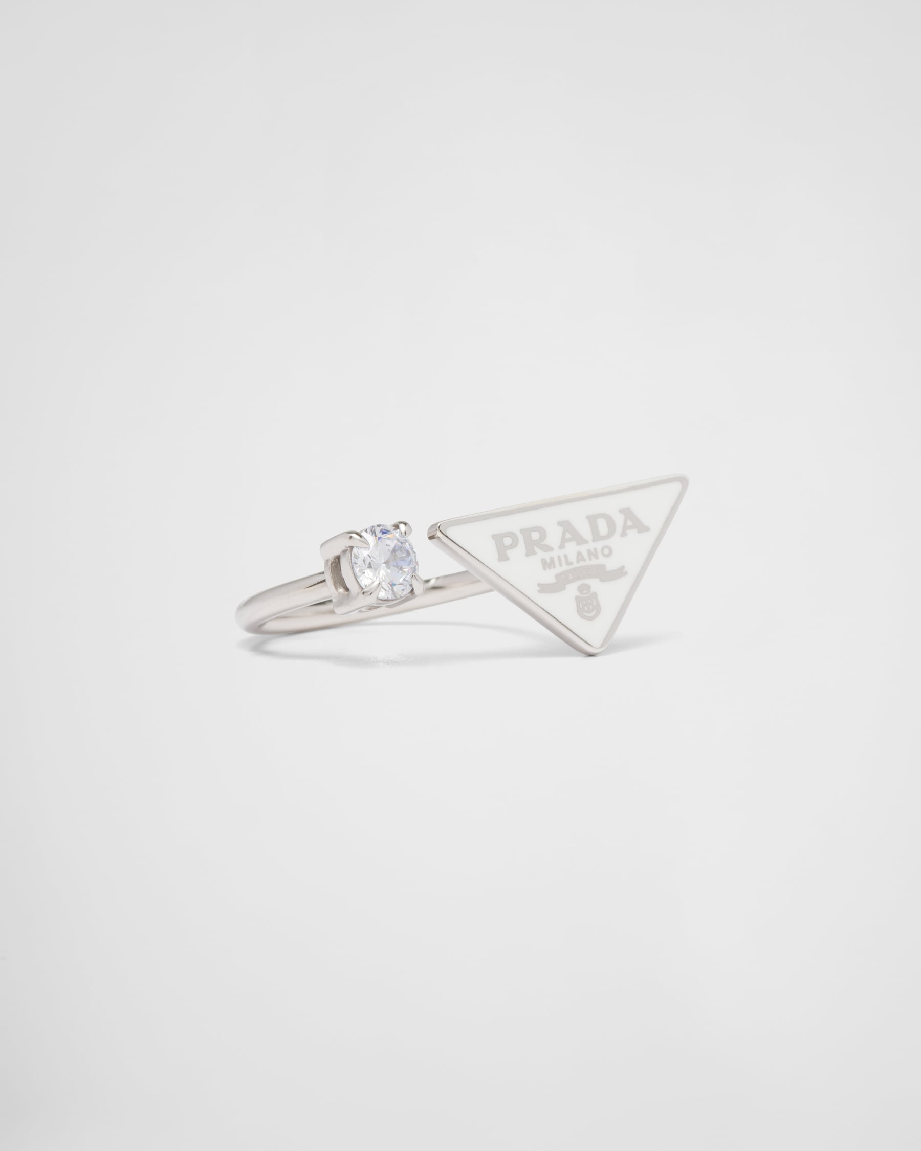 White/crystal Prada Symbole Ring | PRADA