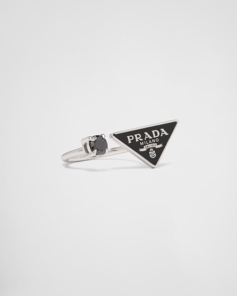 Black/black Diamond Prada Symbole Ring | PRADA