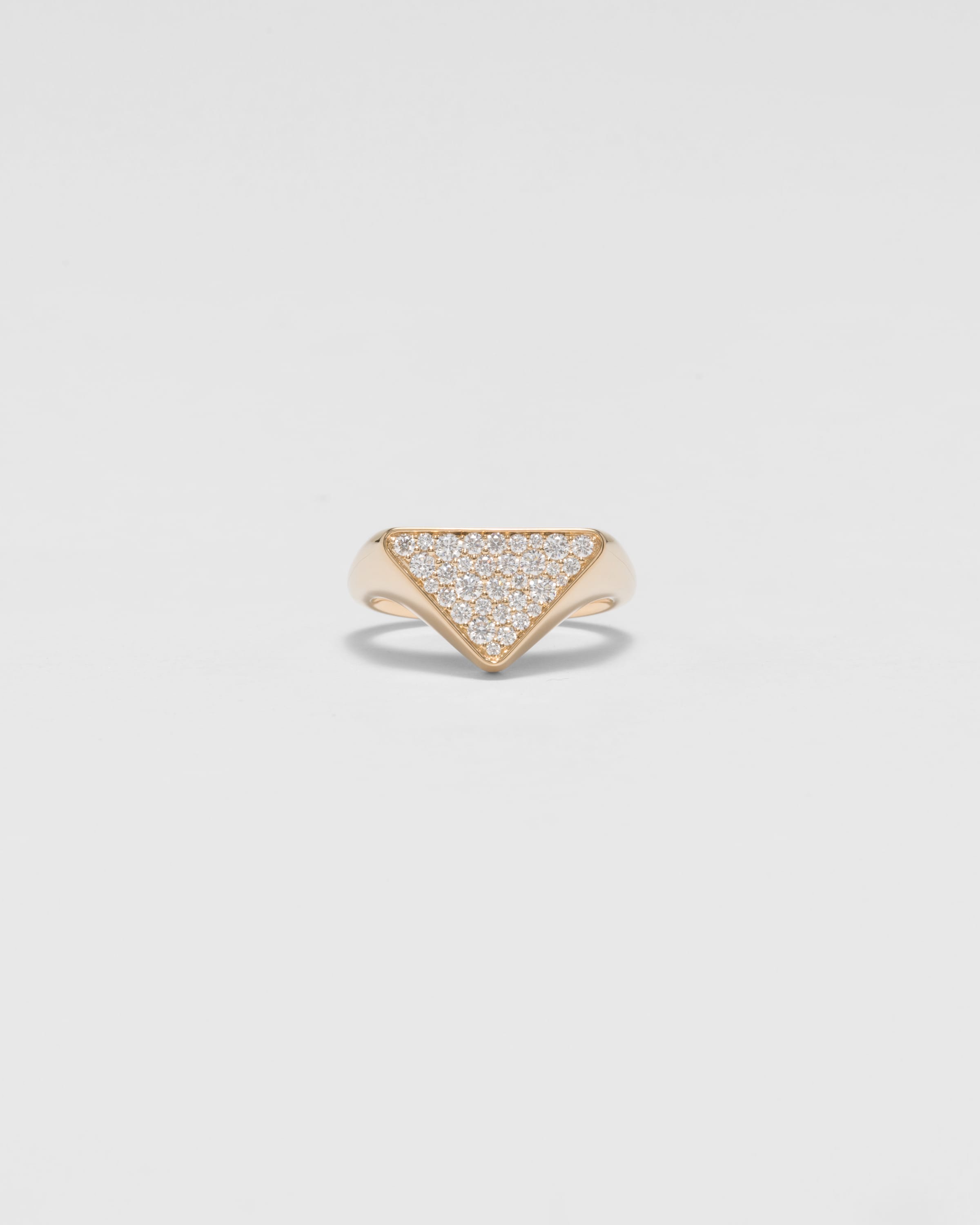 Gold/white Eternal Gold Signet Ring In Yellow Gold With Diamonds | PRADA