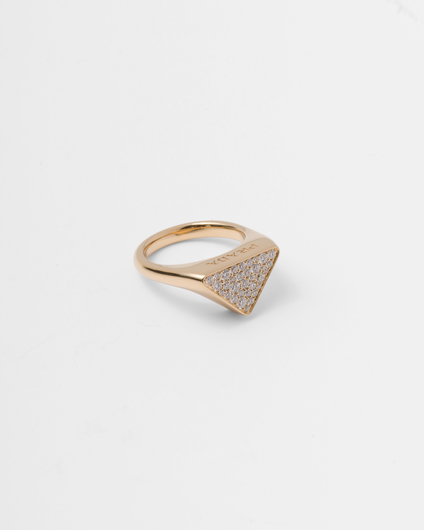 Gold/white Eternal Gold Signet Ring In Yellow Gold With Diamonds | PRADA
