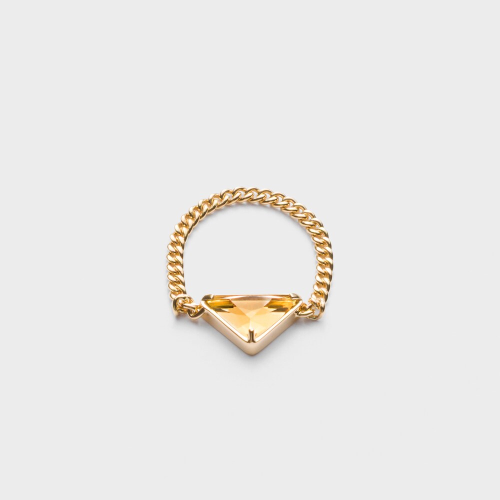 Gold/green Quartz Eternal Gold chain ring in yellow gold with green quartz | Prada