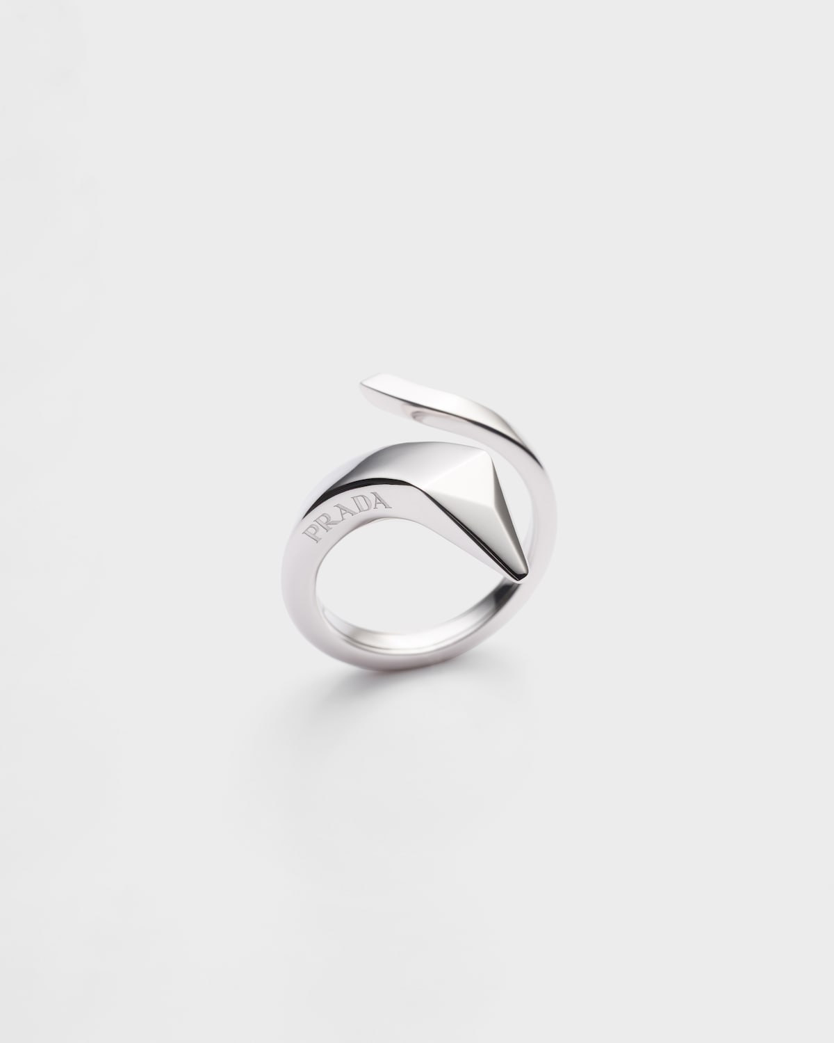 White Gold Eternal Gold Snake Mini Ring In White Gold | PRADA