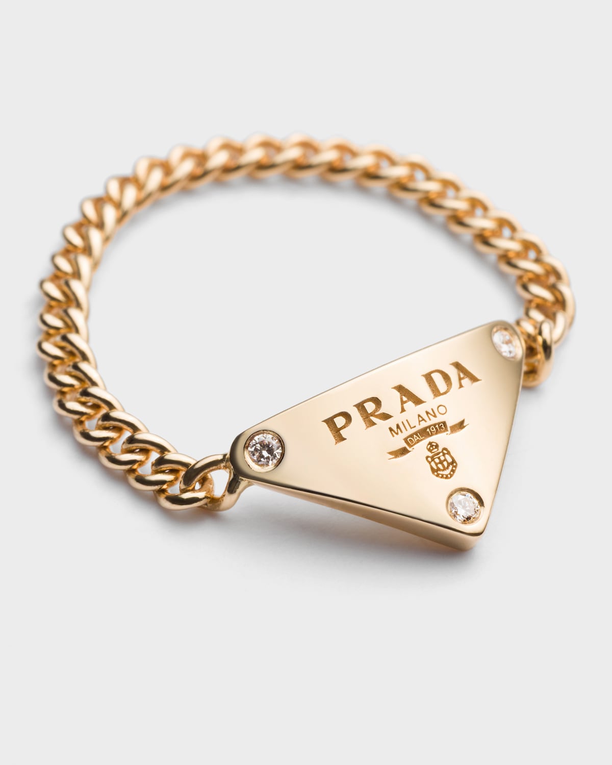 Gold/white Eternal Gold Chain Ring In Yellow Gold With Diamonds | PRADA