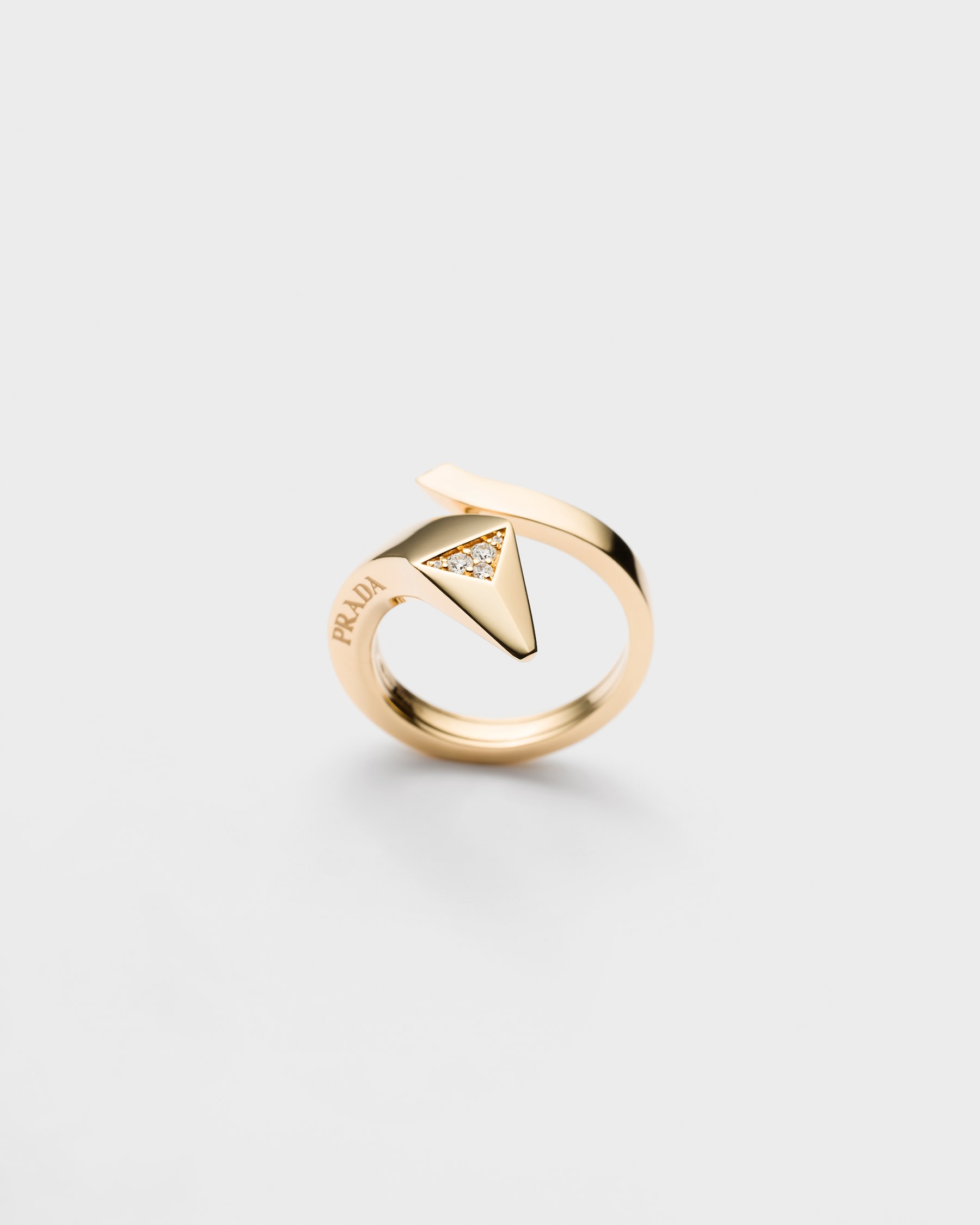 Gold/white Eternal Gold Snake Mini Ring In Yellow Gold And Diamonds | PRADA
