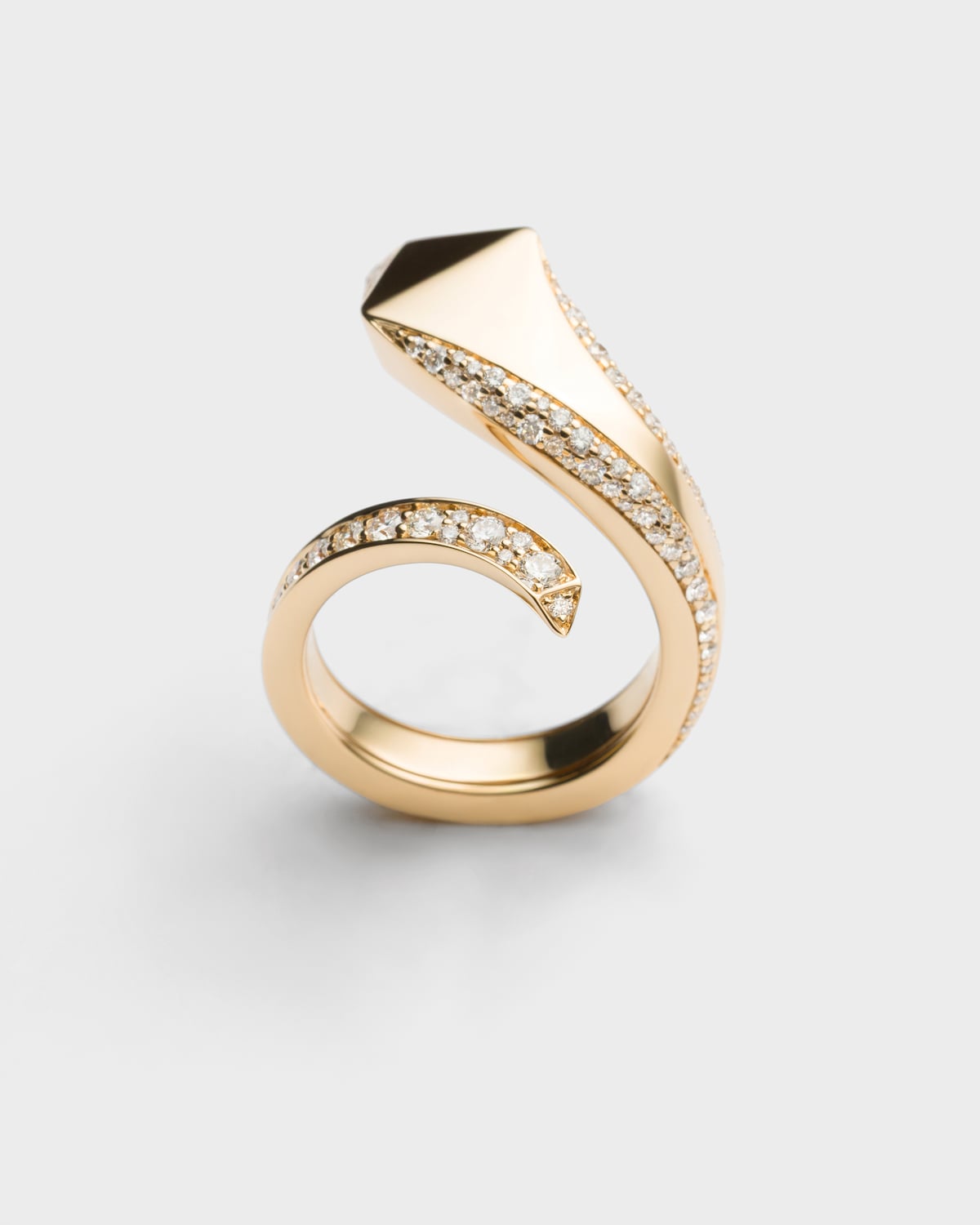 Gold/white Eternal Gold Snake Ring In Yellow Gold And Diamonds | PRADA