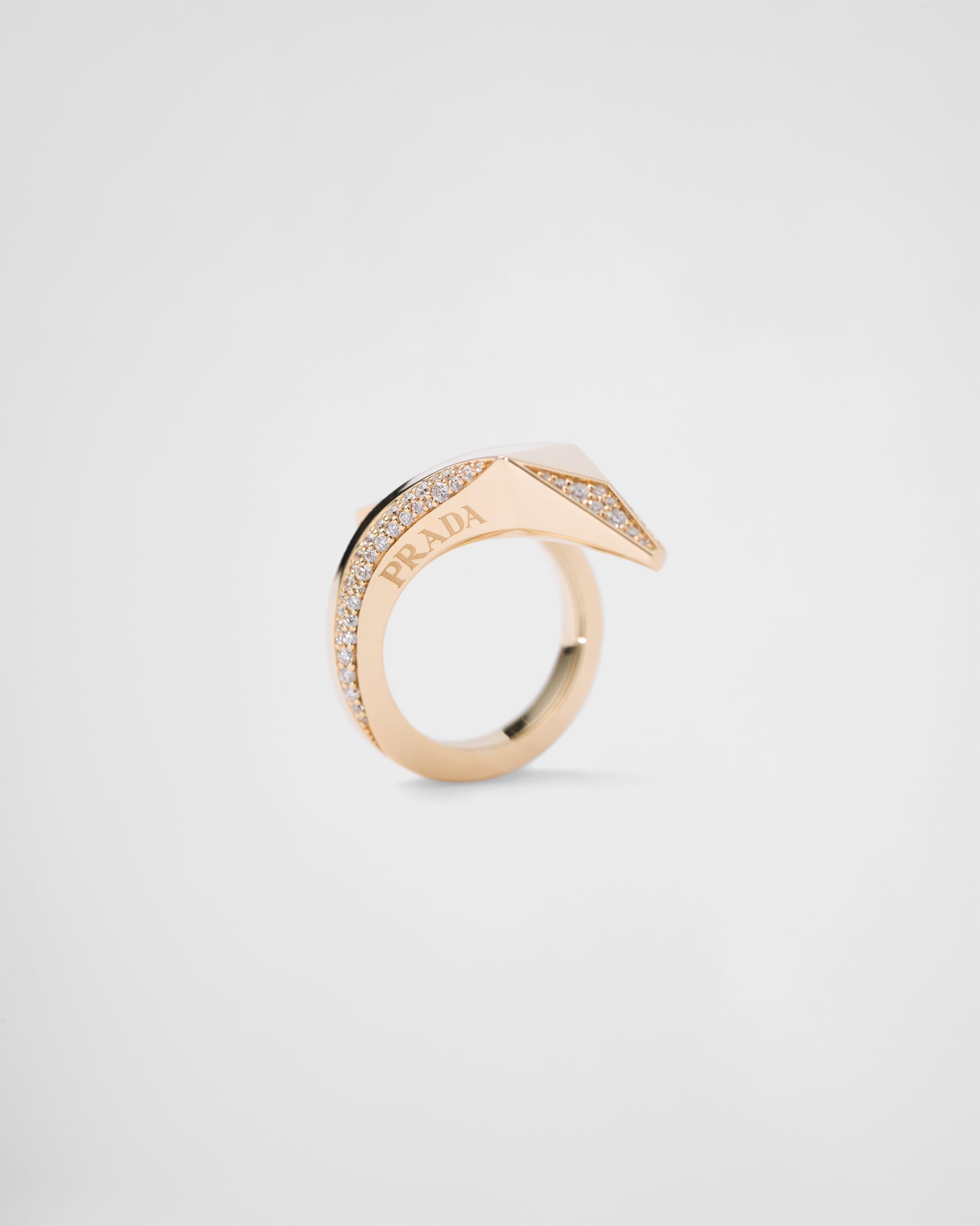 Gold/white Eternal Gold Snake Ring In Yellow Gold And Diamonds | PRADA