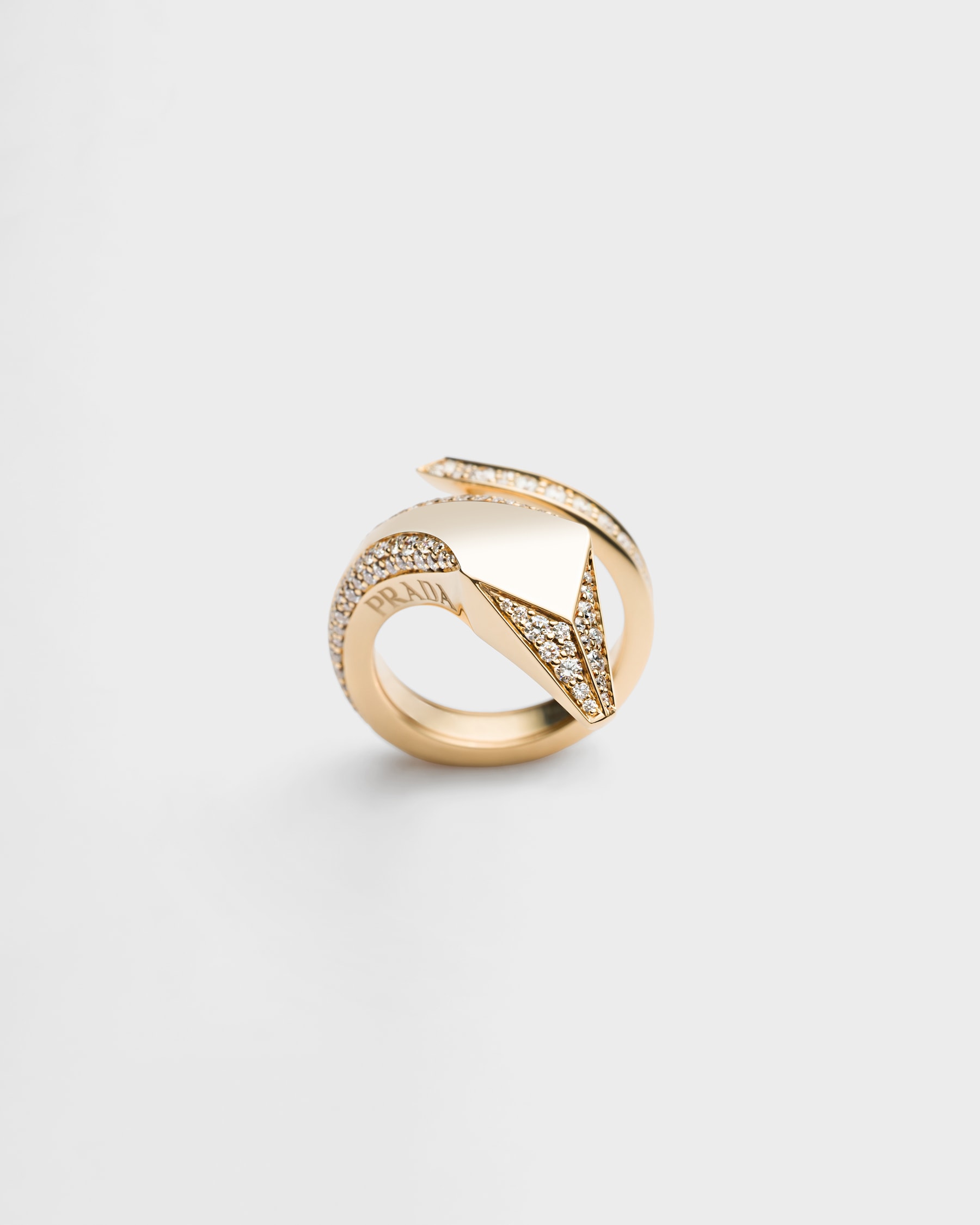 Gold/white Eternal Gold Snake Ring In Yellow Gold And Diamonds | PRADA