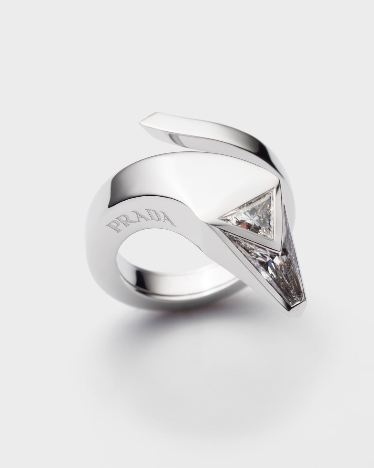 White Gold/ White Eternal Gold Snake Ring In White Gold And Laboratory ...