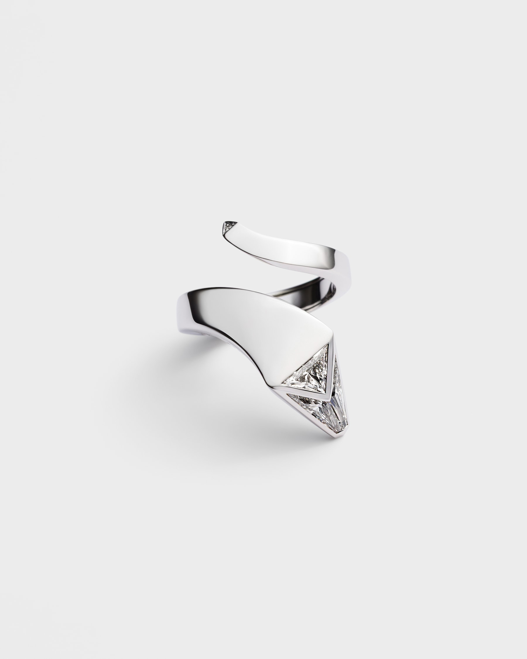 White Gold/ White Eternal Gold Snake Ring In White Gold And Laboratory ...