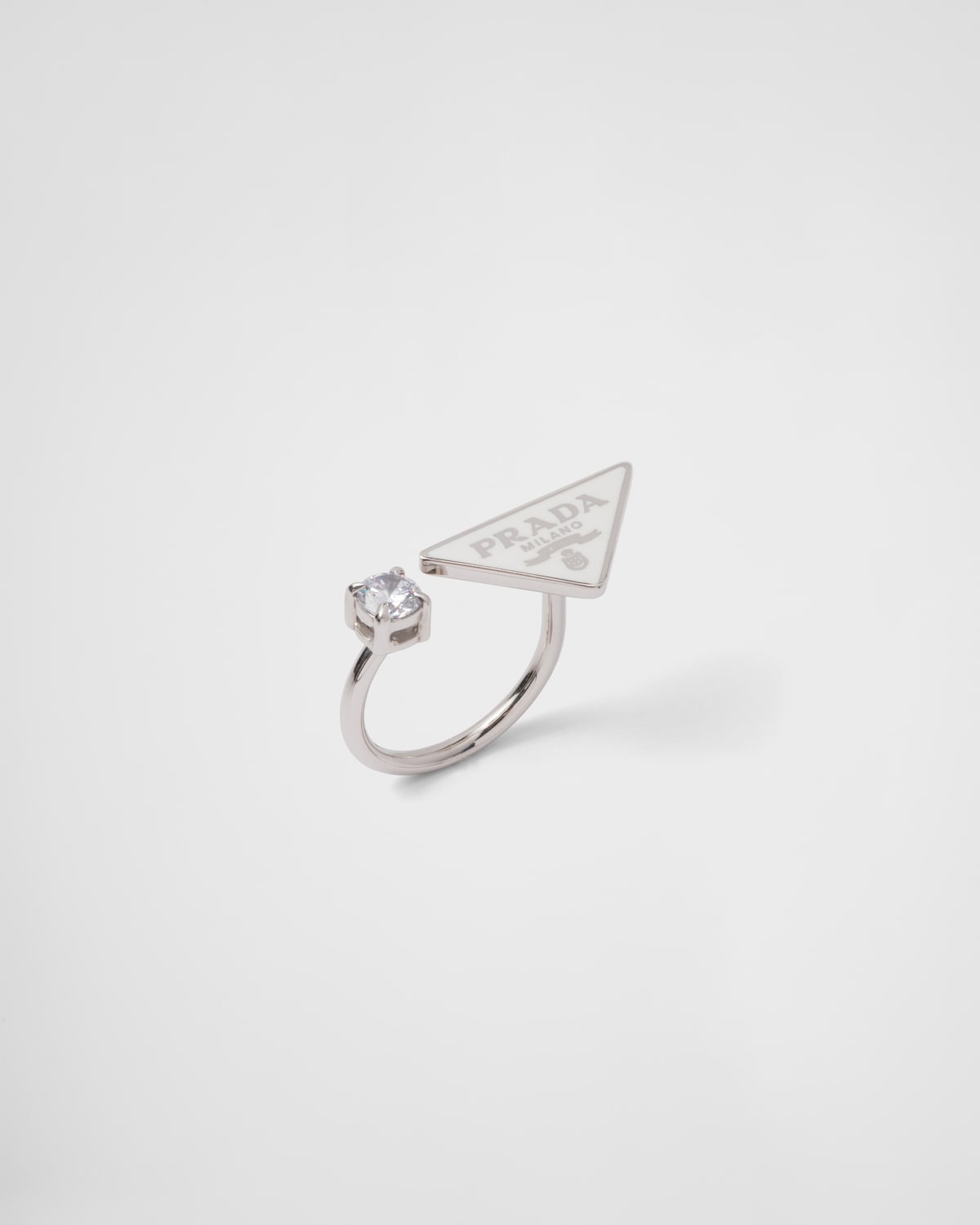 White/crystal Prada Symbole Ring | PRADA