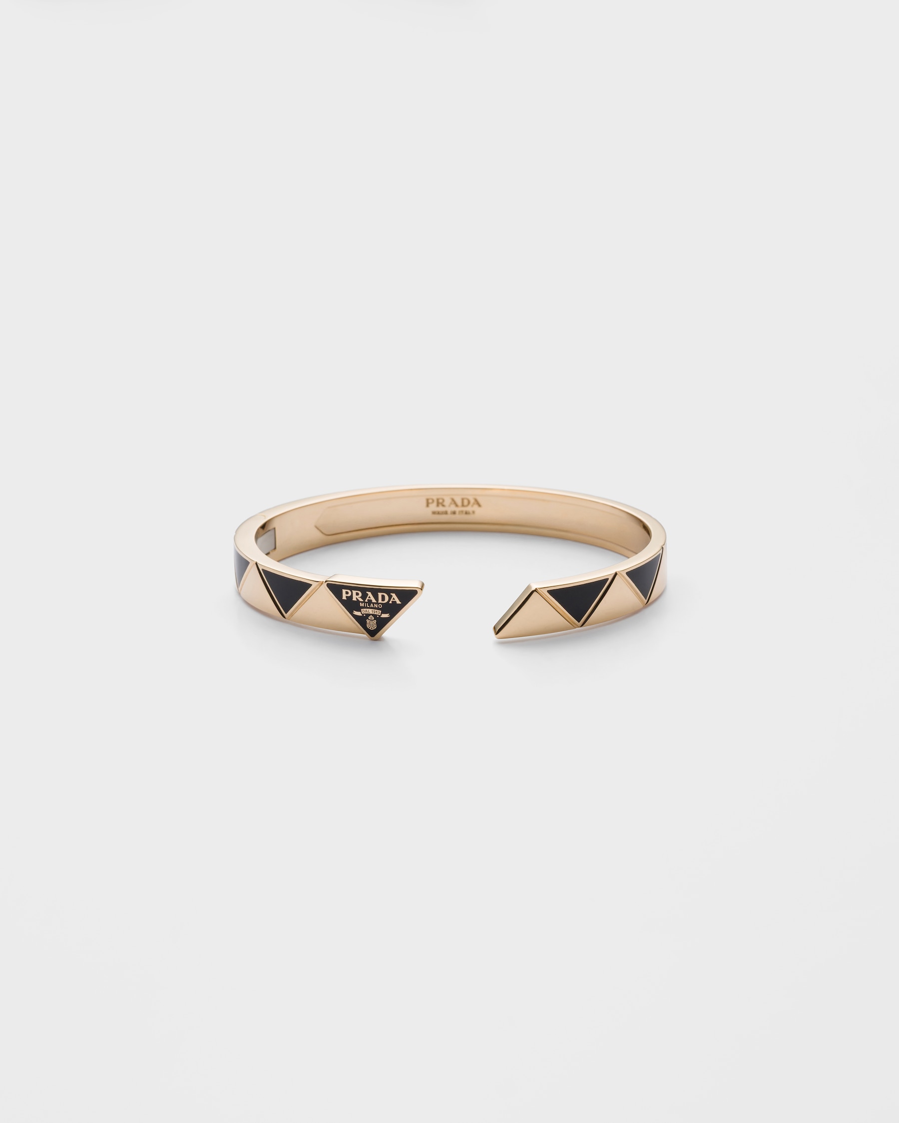 Gold/black Eternal Gold Bangle Bracelet In Yellow Gold With Ceramic Elements | PRADA