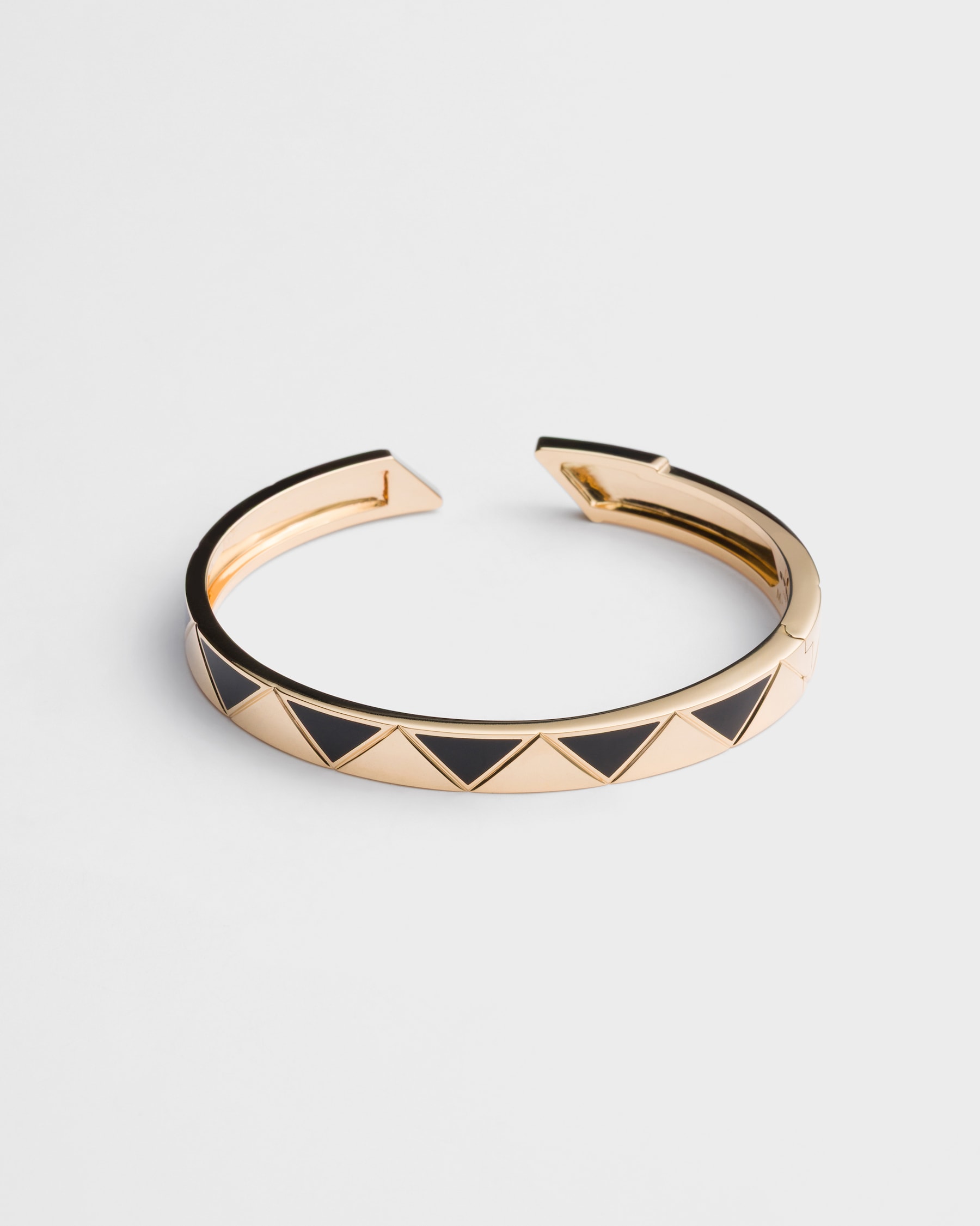 Gold/black Eternal Gold Bangle Bracelet In Yellow Gold With Ceramic Elements | PRADA