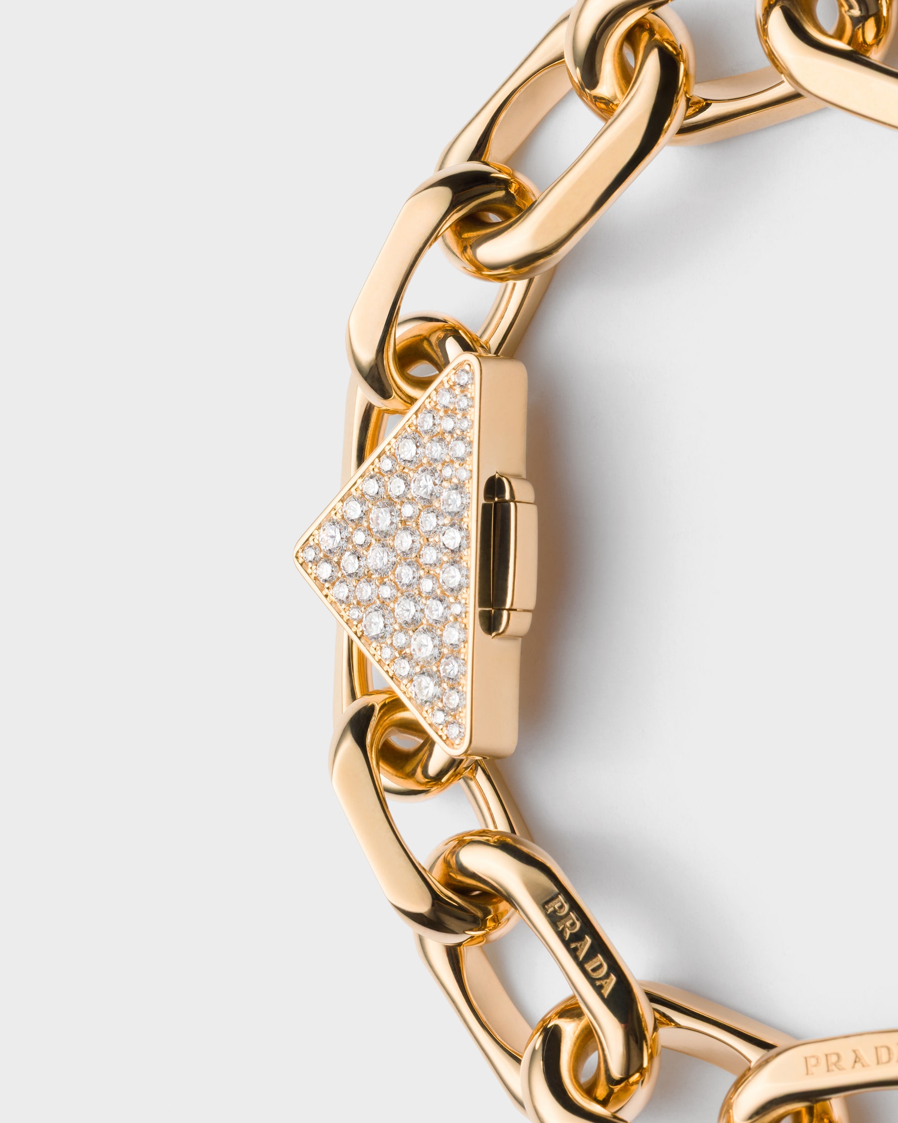 Gold/white Eternal Gold Chain Bracelet In Yellow Gold With Diamonds | PRADA