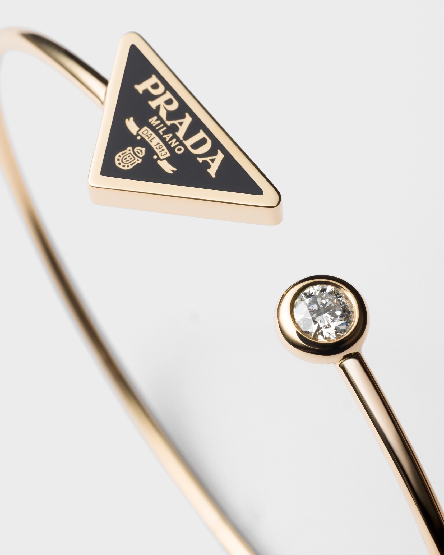 Gold/black/white Eternal Gold Bangle Bracelet In Yellow Gold With Diamond | PRADA