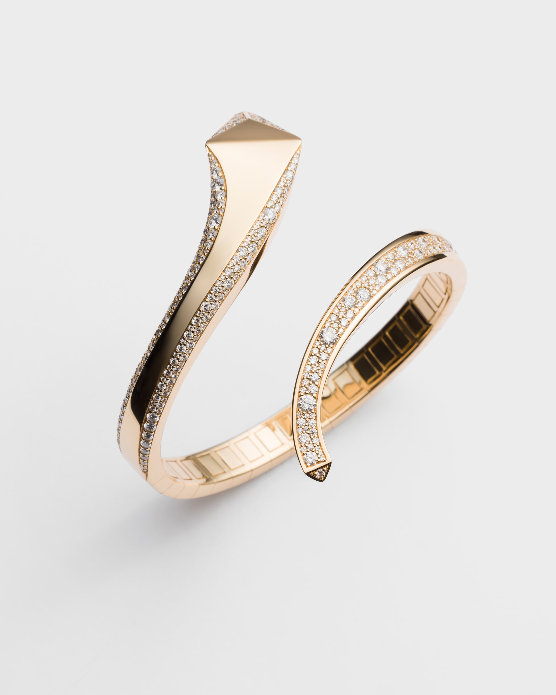 Gold/white Eternal Gold Snake Bracelet In Yellow Gold And Diamonds | PRADA