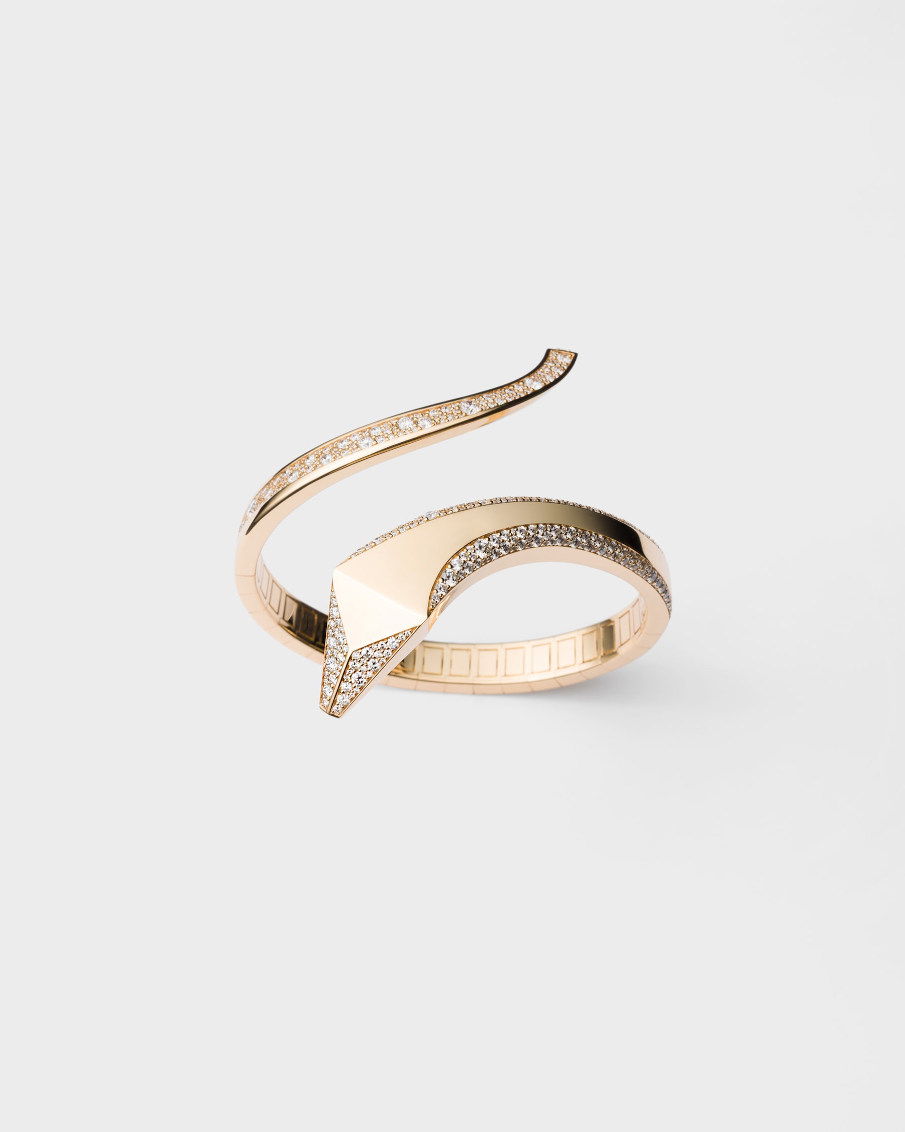 Gold/white Eternal Gold Snake Bracelet In Yellow Gold And Diamonds | PRADA