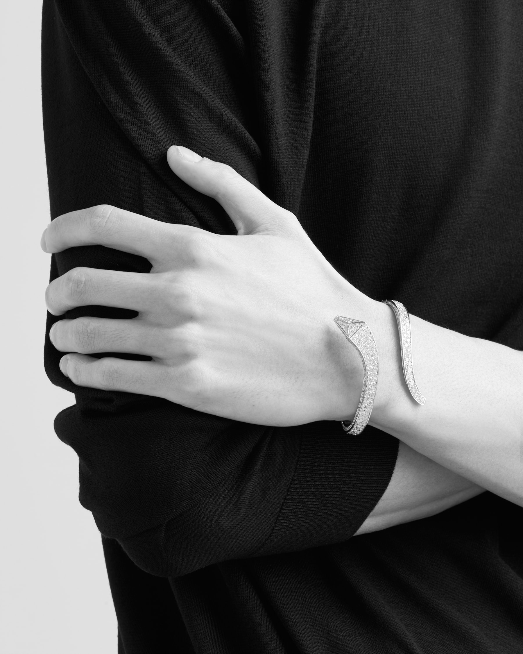 White Gold/ White Eternal Gold Snake Bracelet In White Gold And ...