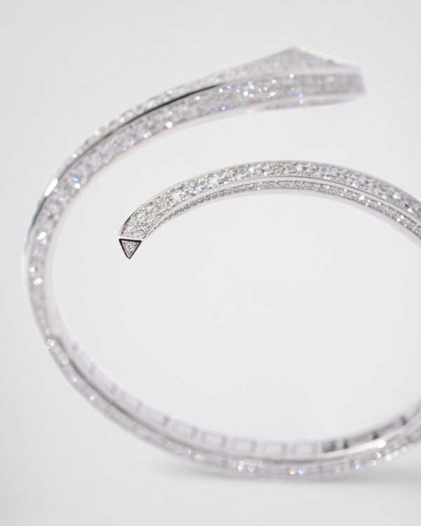 White Gold/ White Eternal Gold Snake Bracelet In White Gold And ...