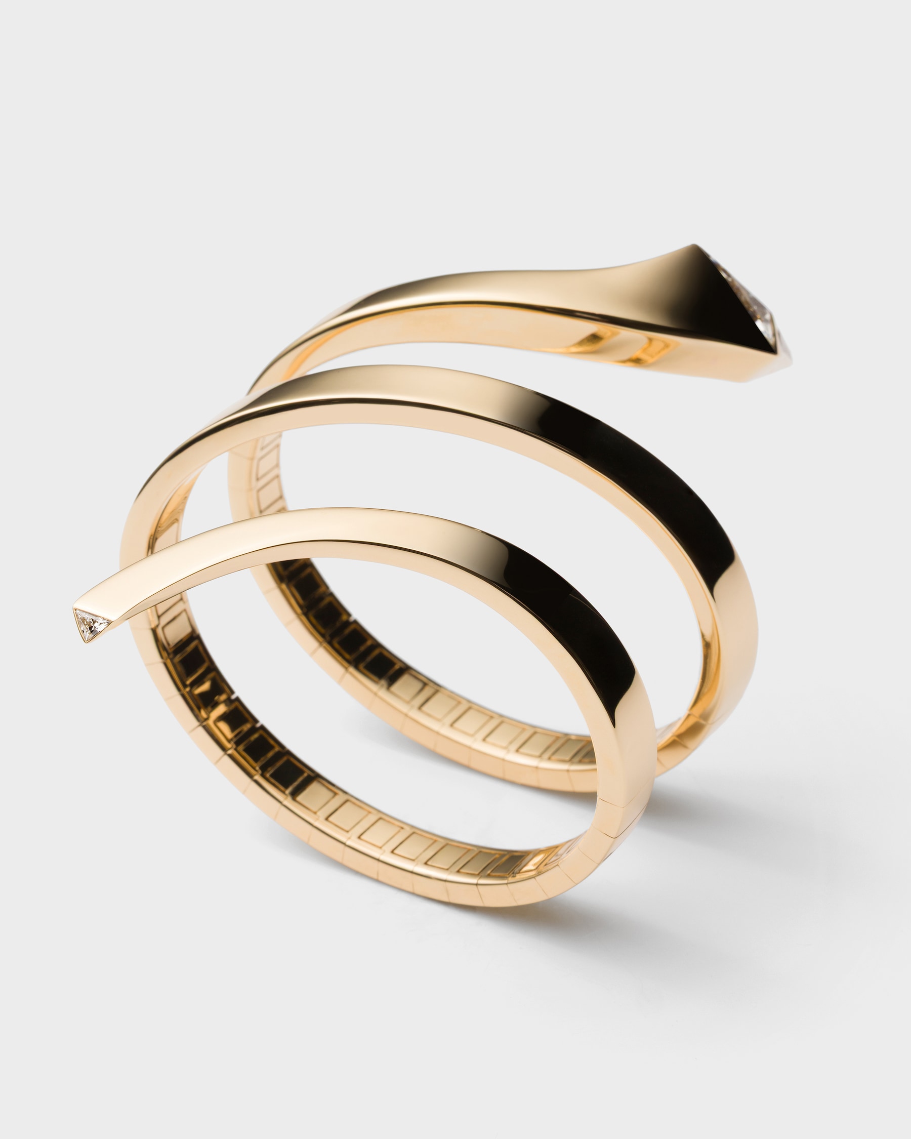 Gold/white Eternal Gold Snake Bracelet In Yellow Gold And Laboratory ...