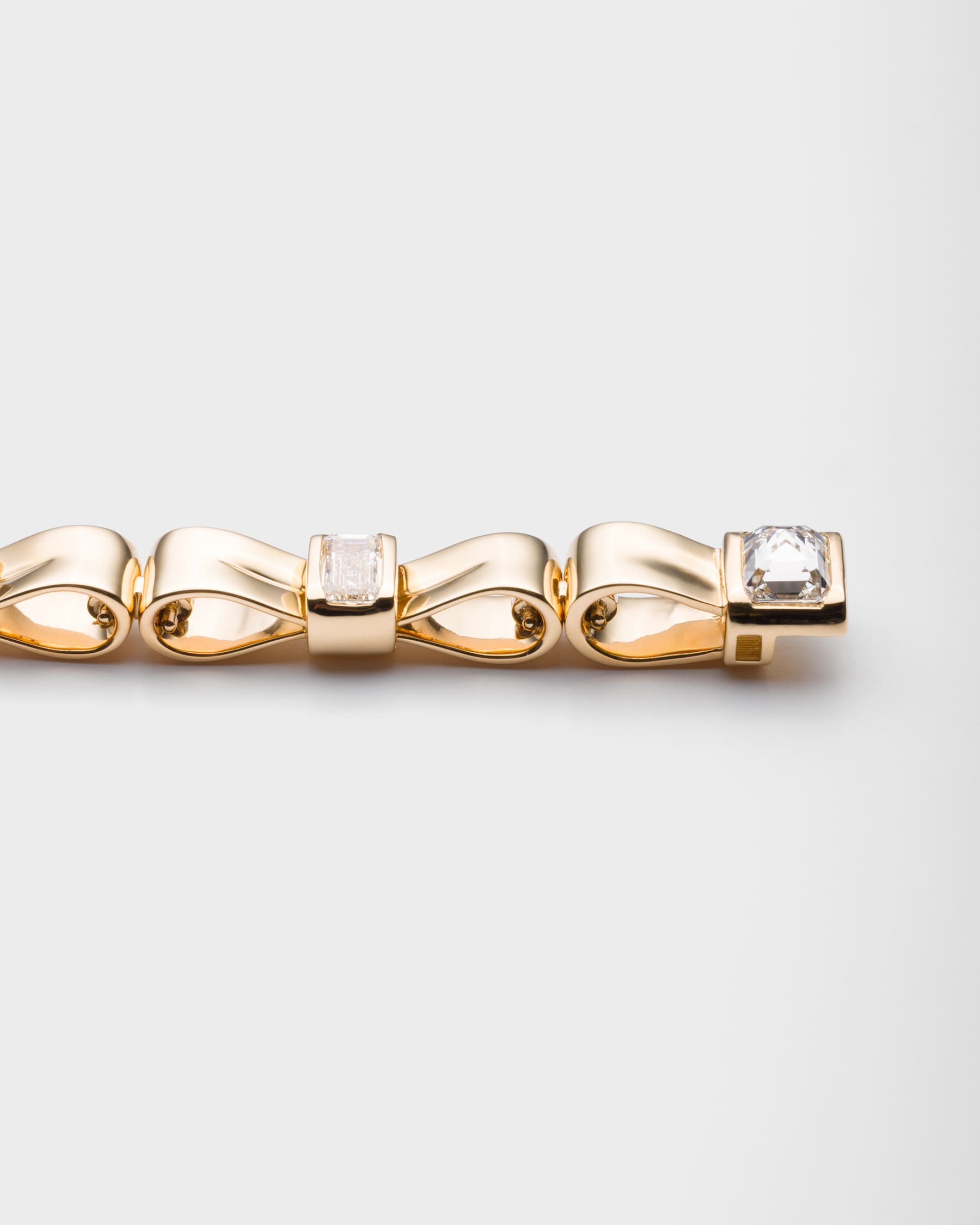 Gold/white Eternal Gold Bow Bracelet In Yellow Gold And Laboratory ...