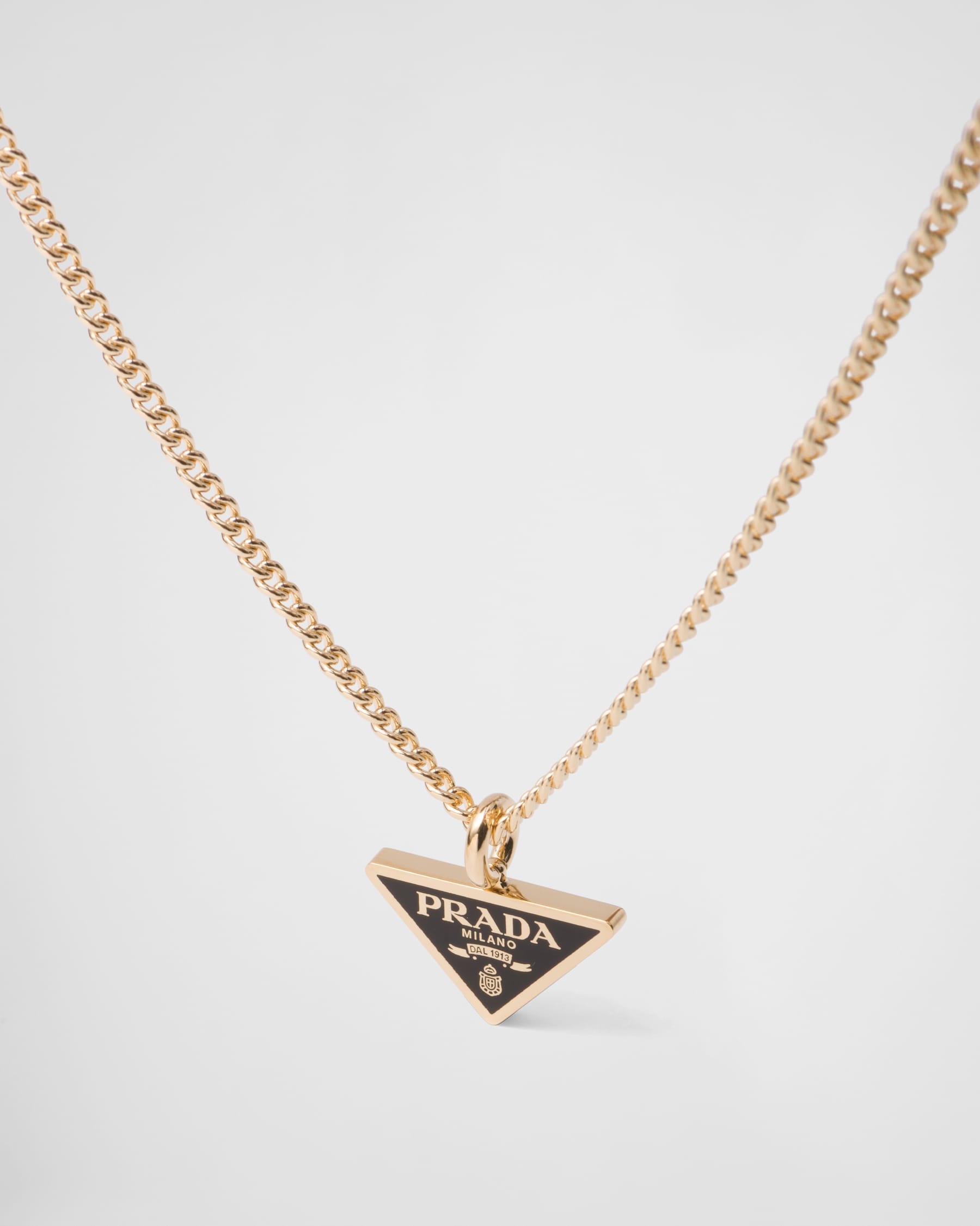 Gold/black Eternal Gold Pendant Necklace In Yellow Gold | PRADA